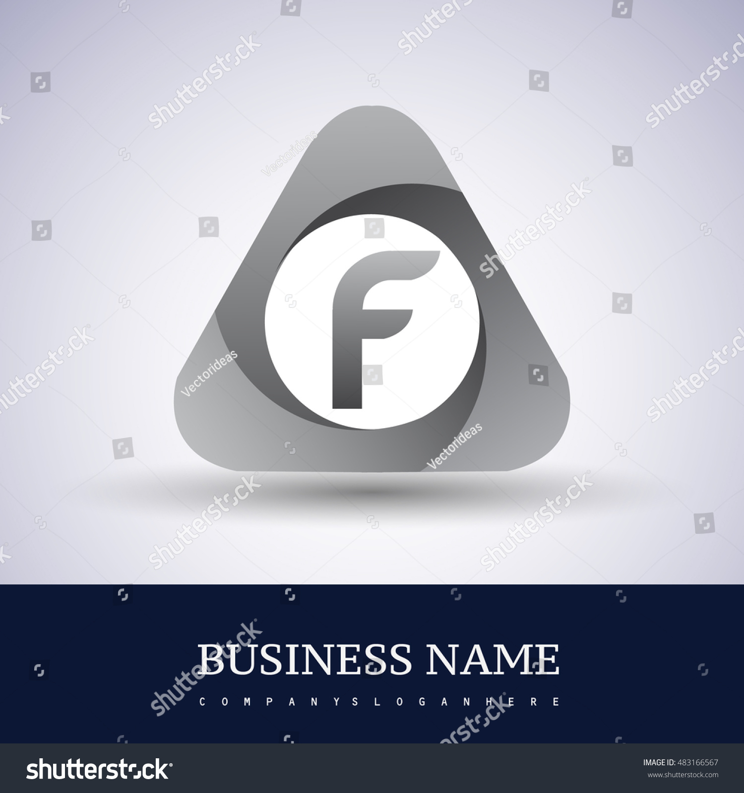 Logo Letter F Rounded Triangle Shape Stock Vector (Royalty Free ...