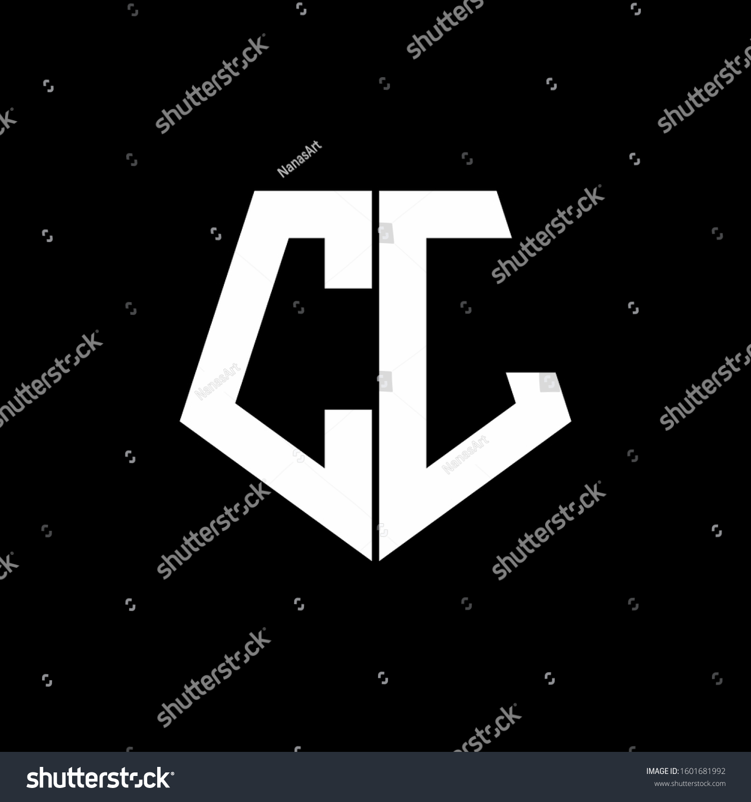 Logo Monogram Pentagon Shape Style Design Stock Vector (Royalty Free ...