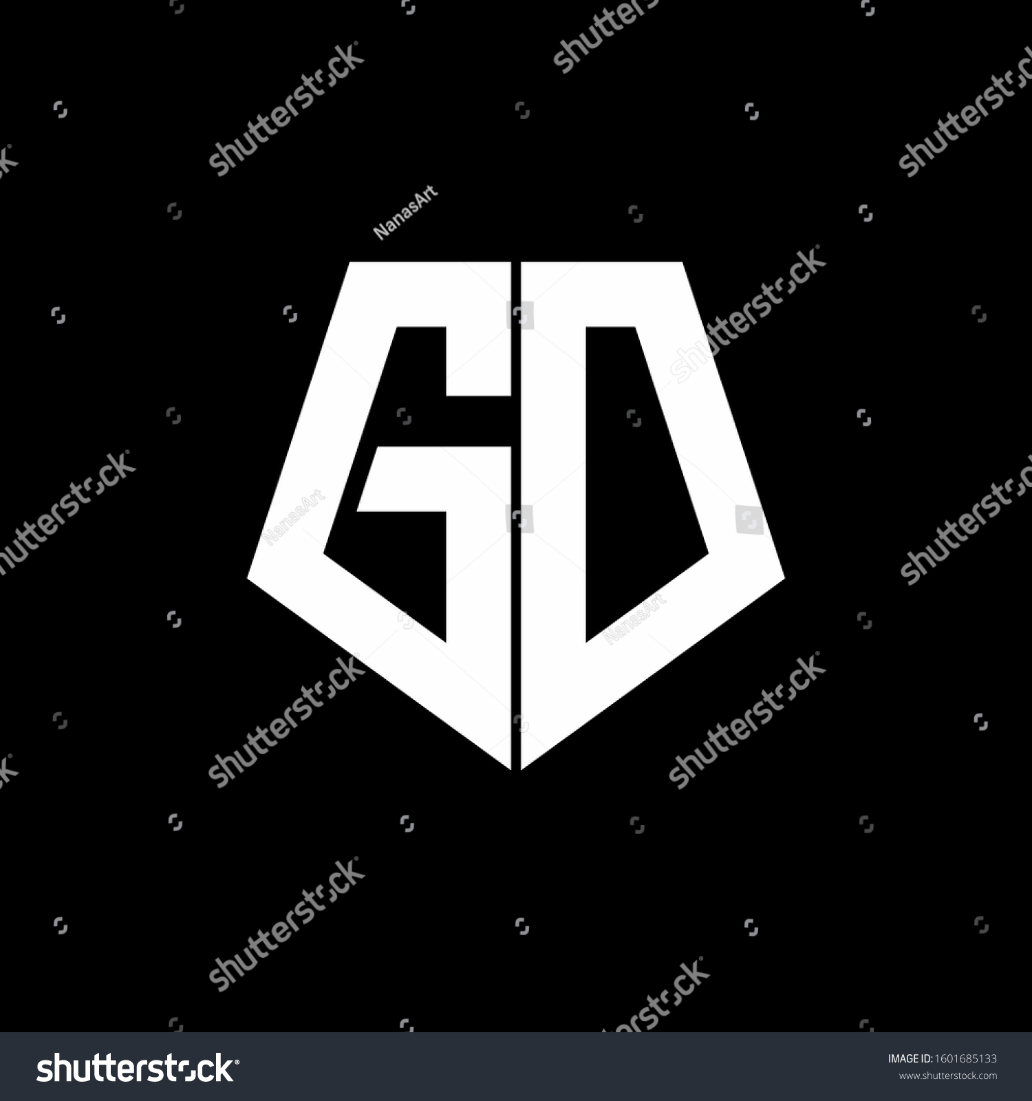 Logo Monogram Pentagon Shape Style Design Stock Vector (Royalty Free ...