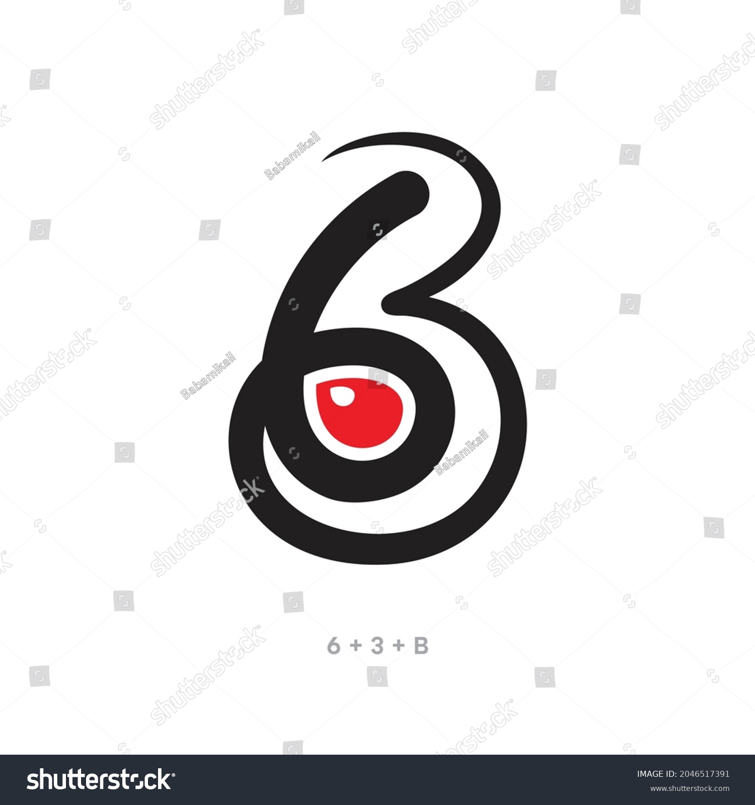 Logo Number 63 B Red Black Stock Vector (Royalty Free) 2046517391