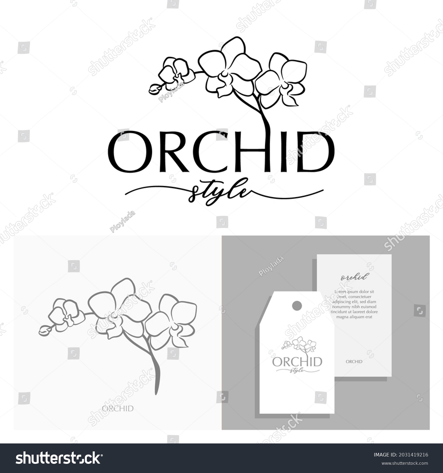 Logo Orchid Design Vector Simple Minimal Stock Vector (Royalty Free ...