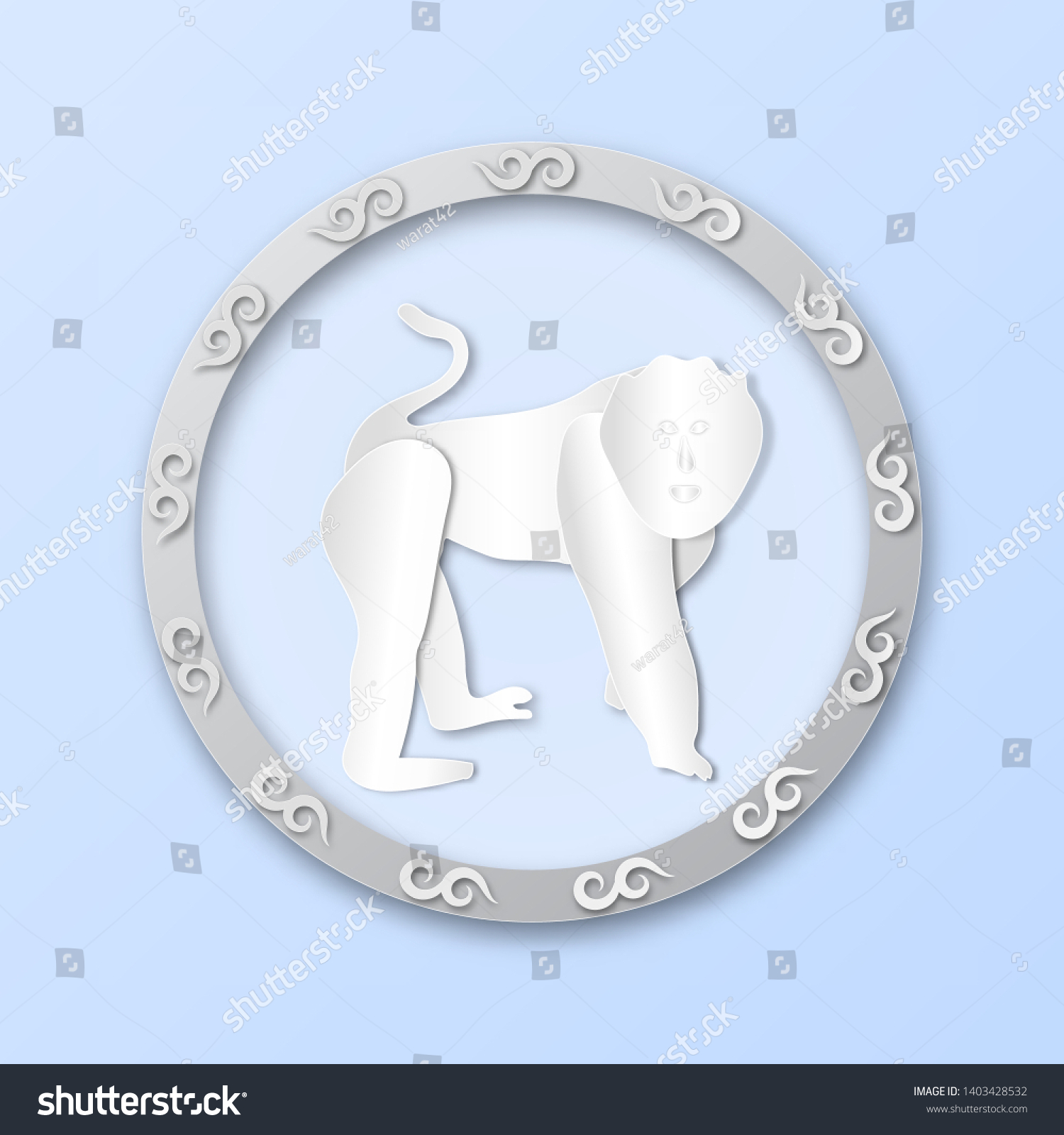 Logo Pattern Round Frame White Monkey Stock Vector (Royalty Free ...