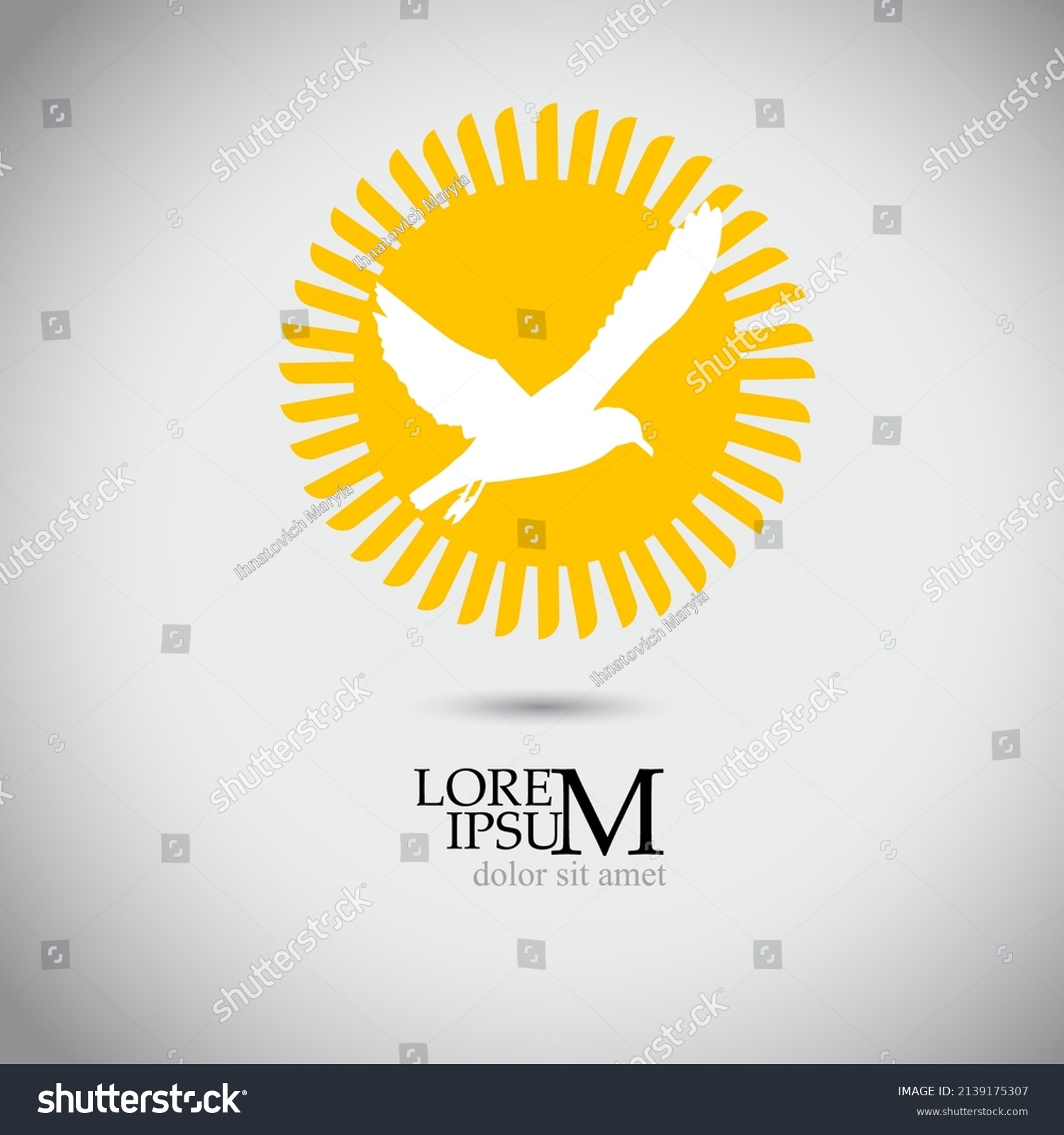 Logo Sun Flying Bird Vector Illustration Stock Vector (Royalty Free ...