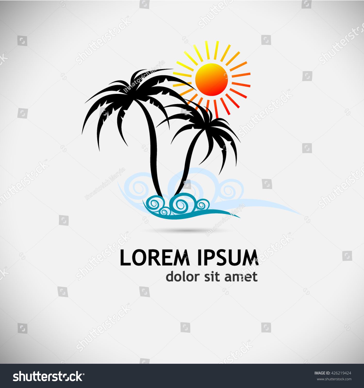 Logo Sun Palm Trees Vector Stock Vector (Royalty Free) 426219424