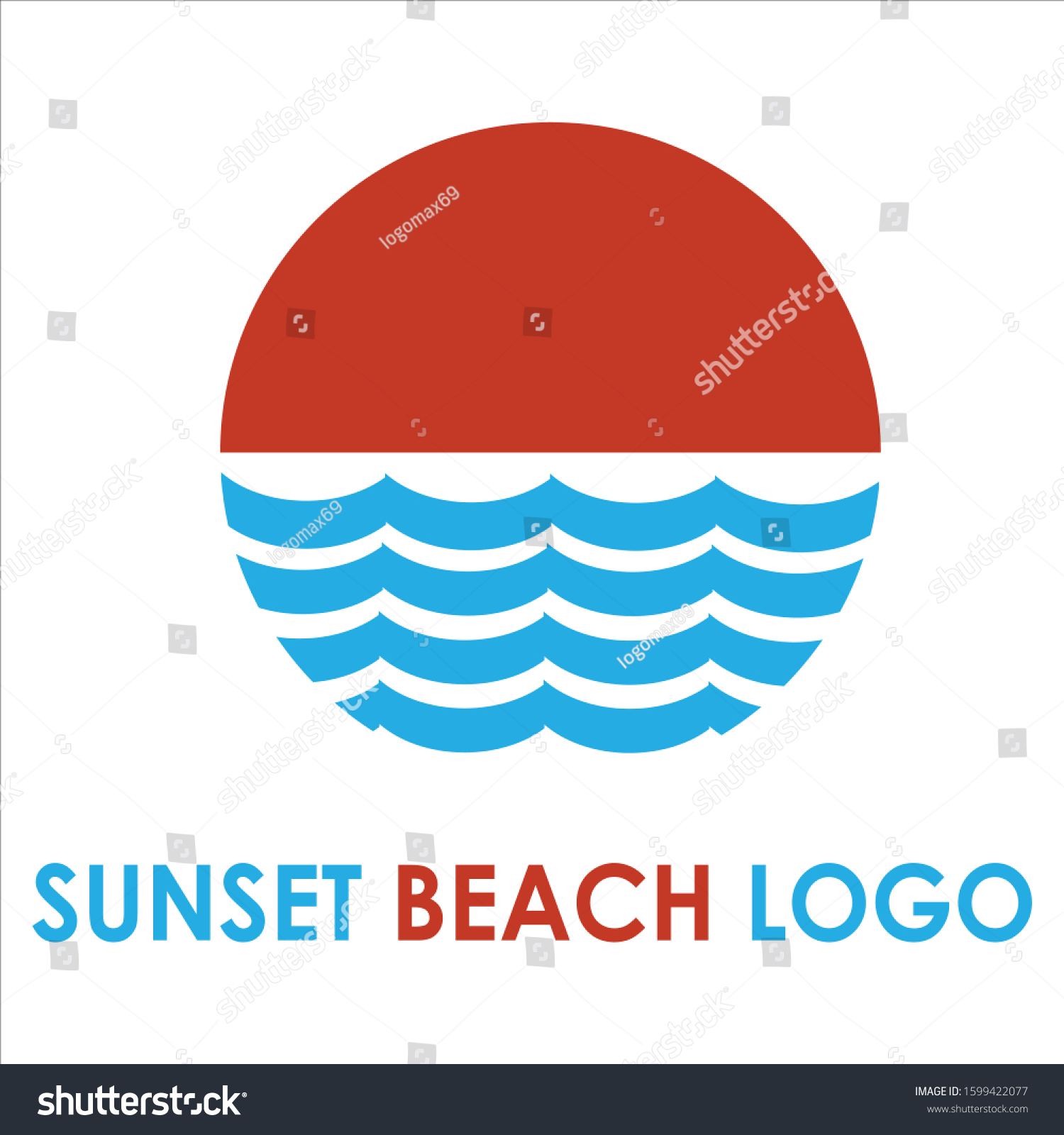 Logo Sunset Beach Circle Icon Stock Vector (Royalty Free) 1599422077