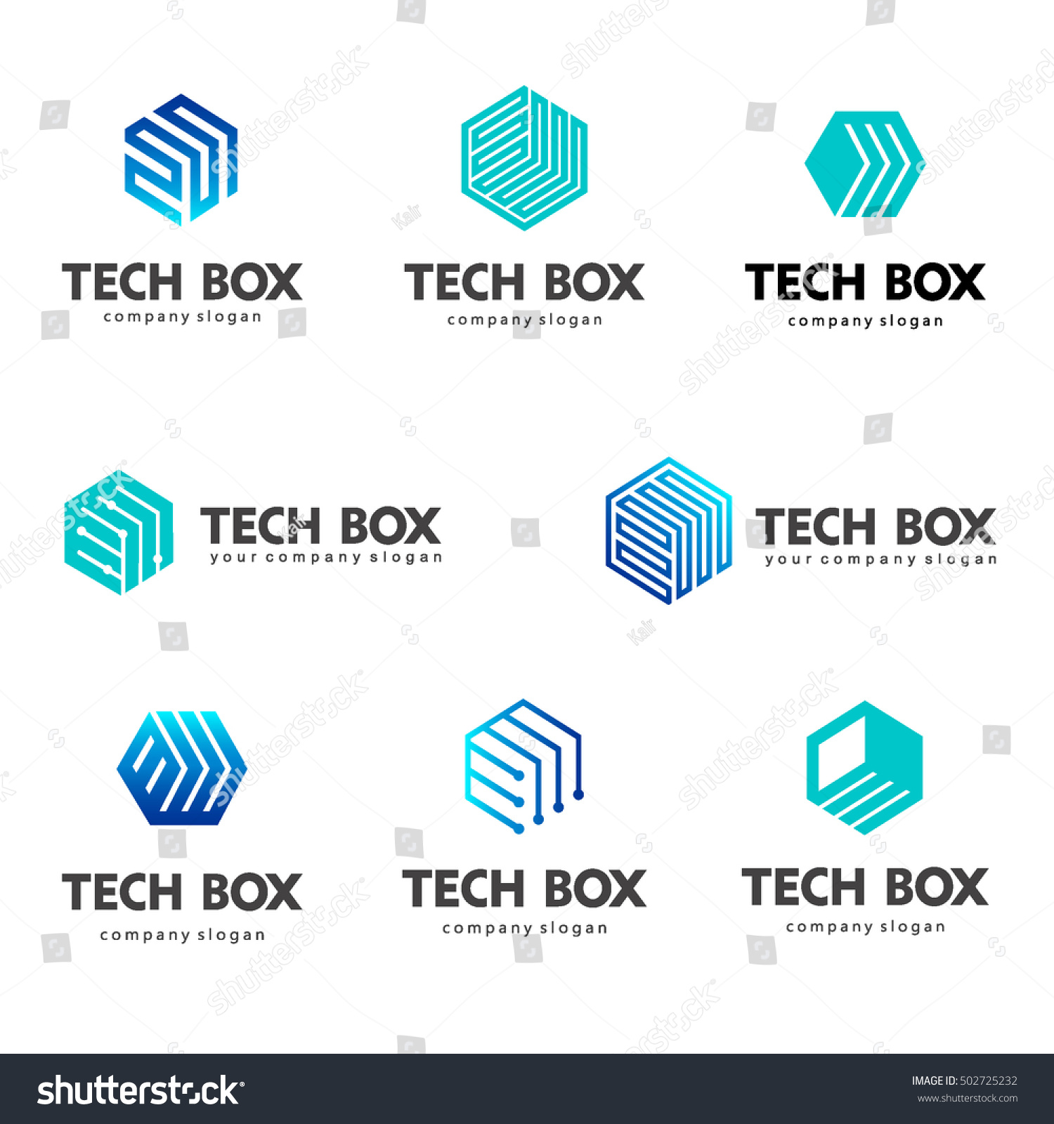 Logo Template Hexagon Design Tech Box Stock Vector (Royalty Free) 502725232