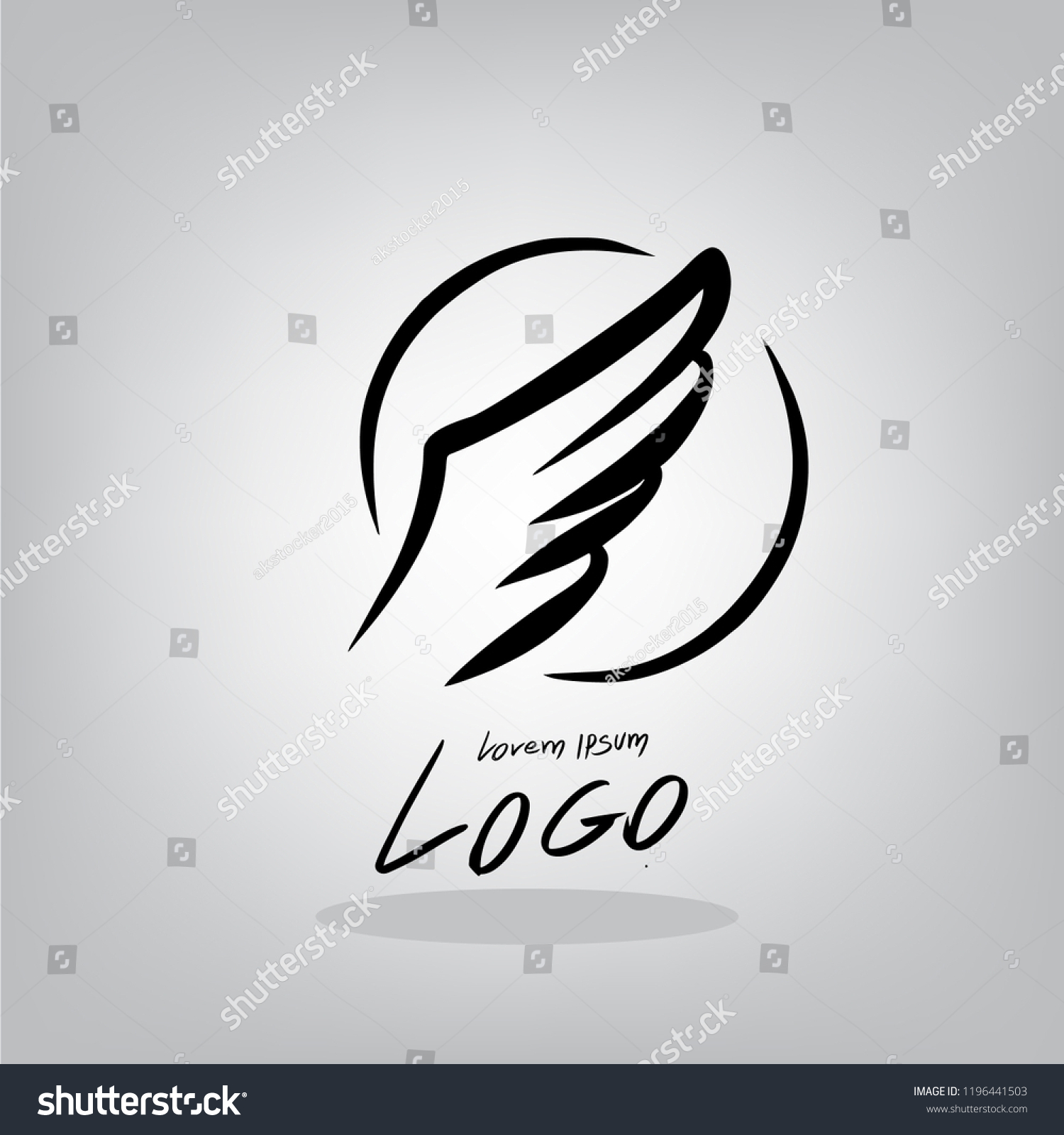 Logo Wing Draw By Hand Stock Vector (Royalty Free) 1196441503
