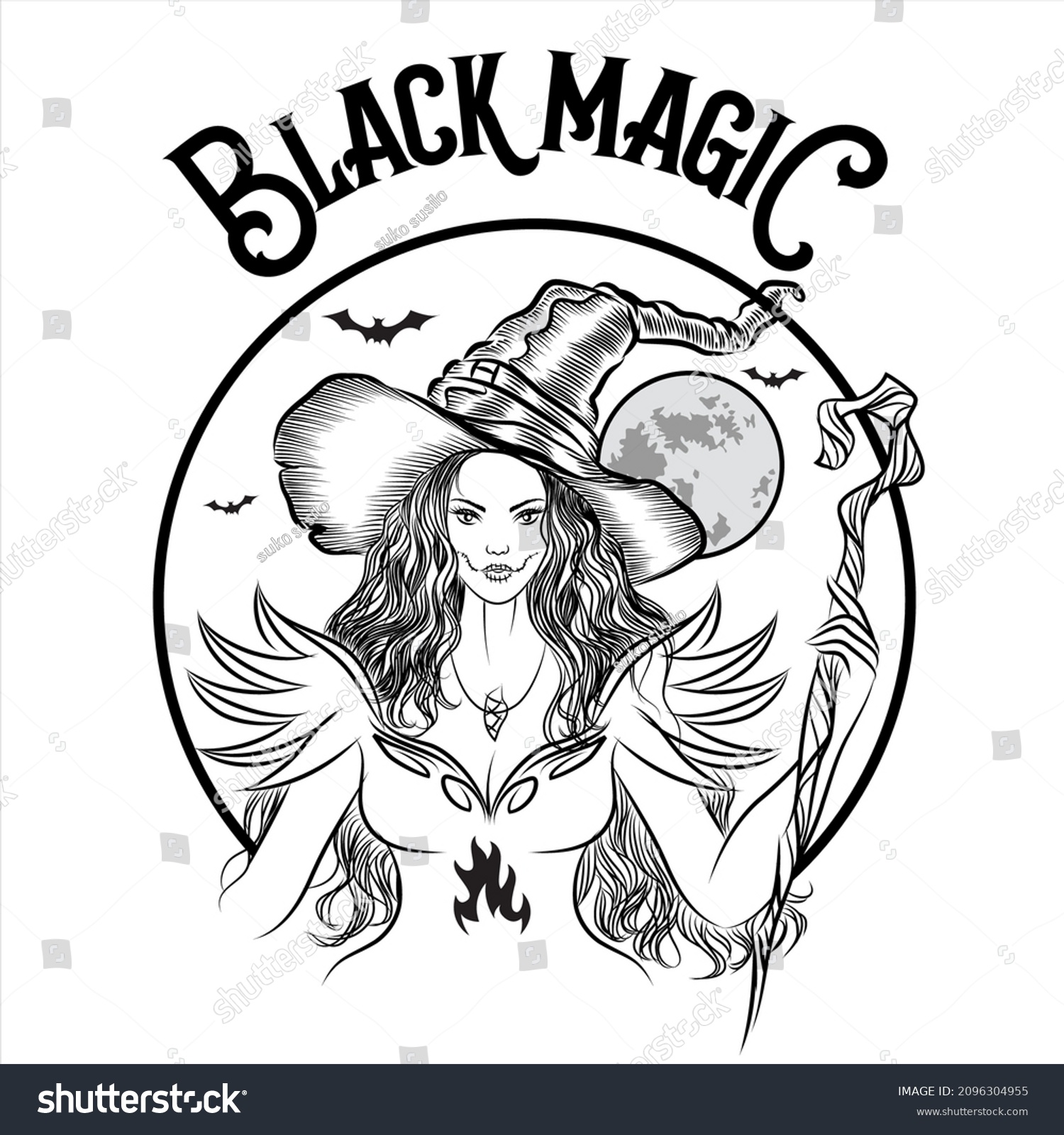 Logo Witches Black Magic Vector Illustration Stock Vector (Royalty Free ...