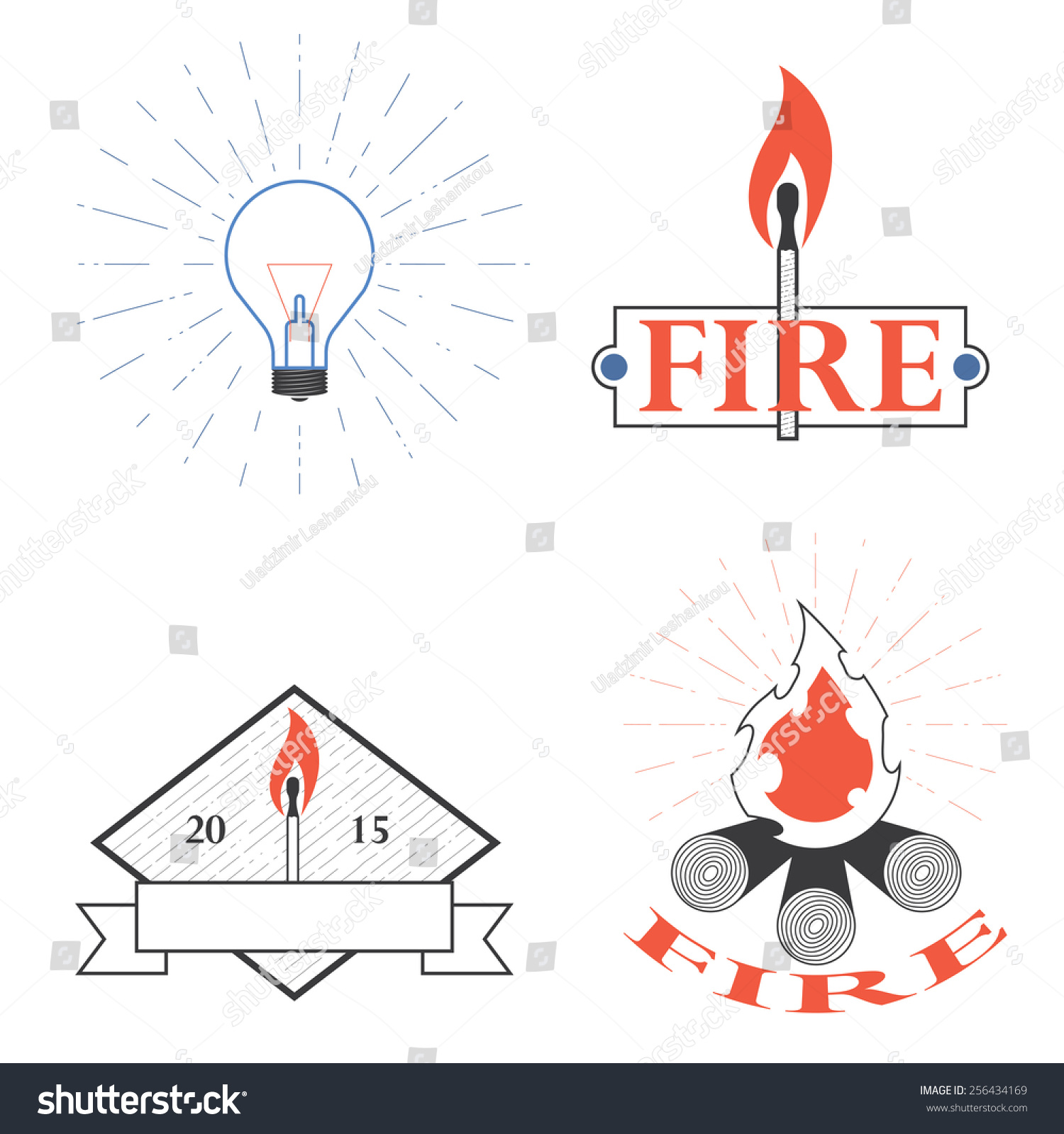 Logos Depicting Fire Light Stock Vector (Royalty Free) 256434169