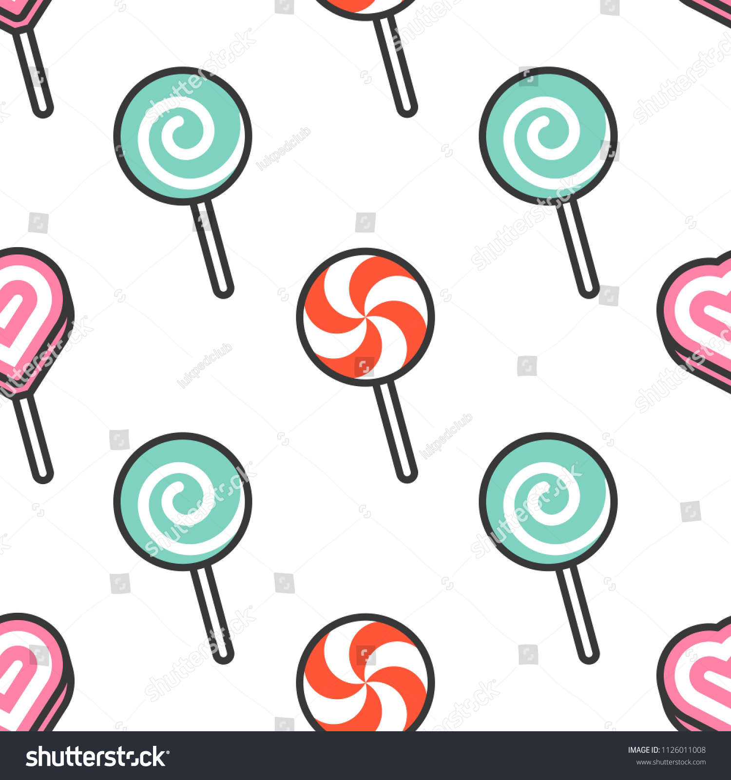 Lollipop Seamless Pattern Flat Design Use Stock Vector (Royalty Free ...