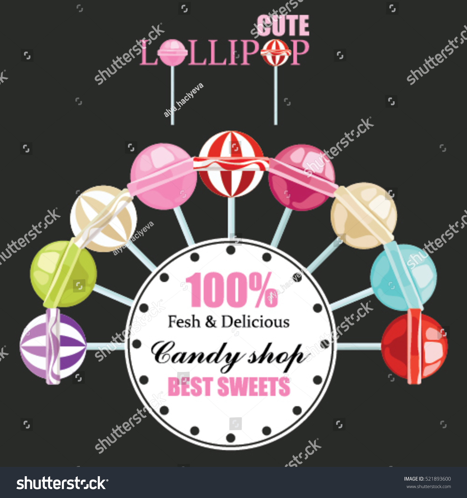 Lollipop Set Poster Design Sweets Vector Stock Vector (Royalty Free ...