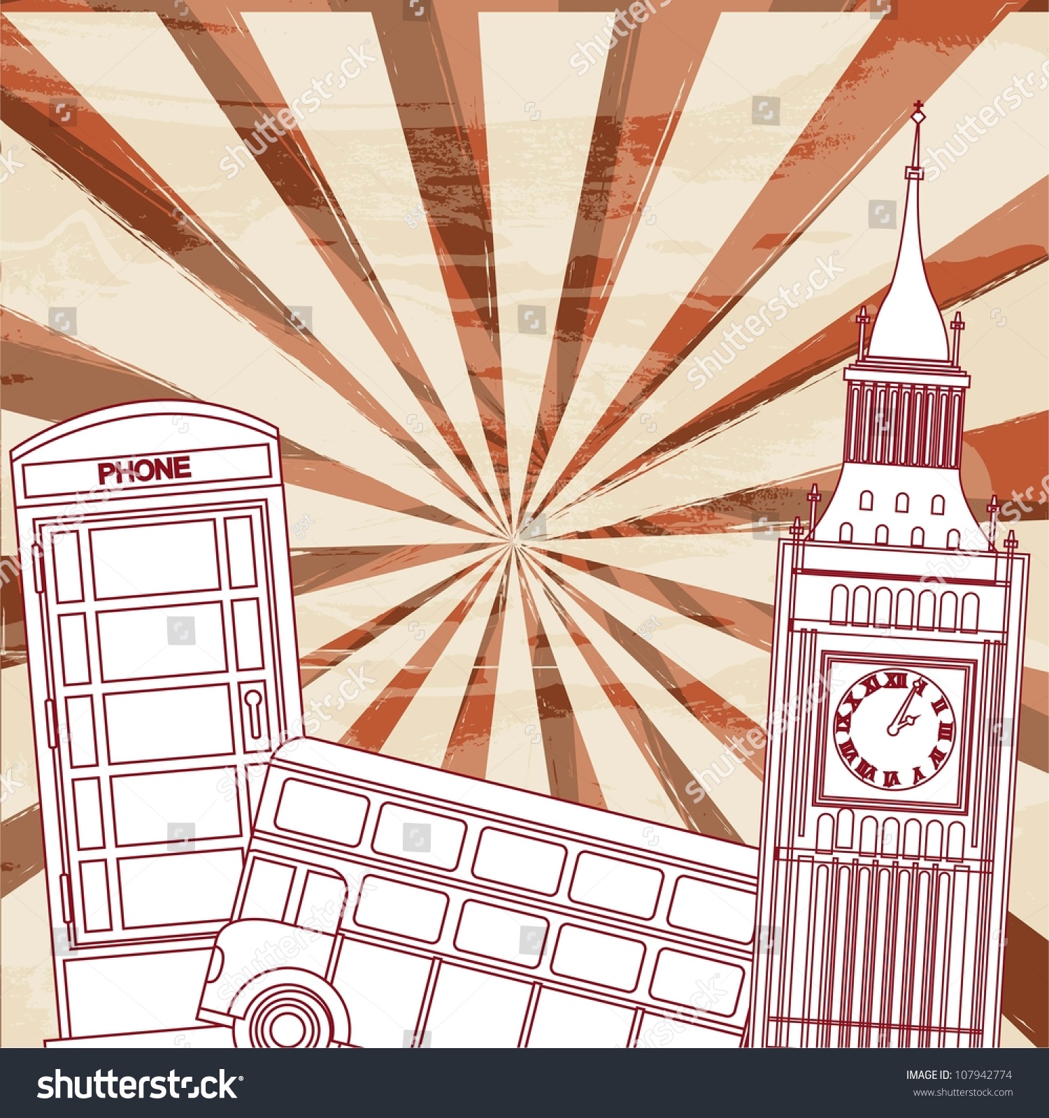 London Elements Over Grunge Background Vector Stock Vector (Royalty ...