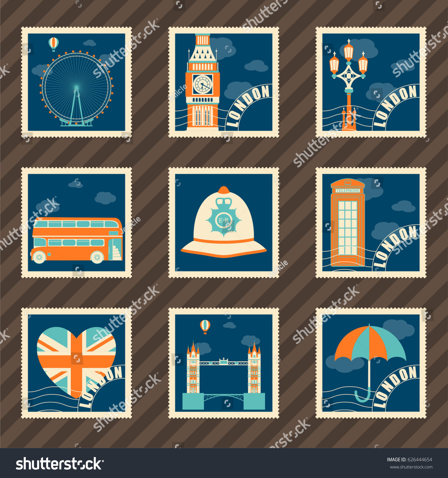 London Icon Set Stock Vector (Royalty Free) 626444654