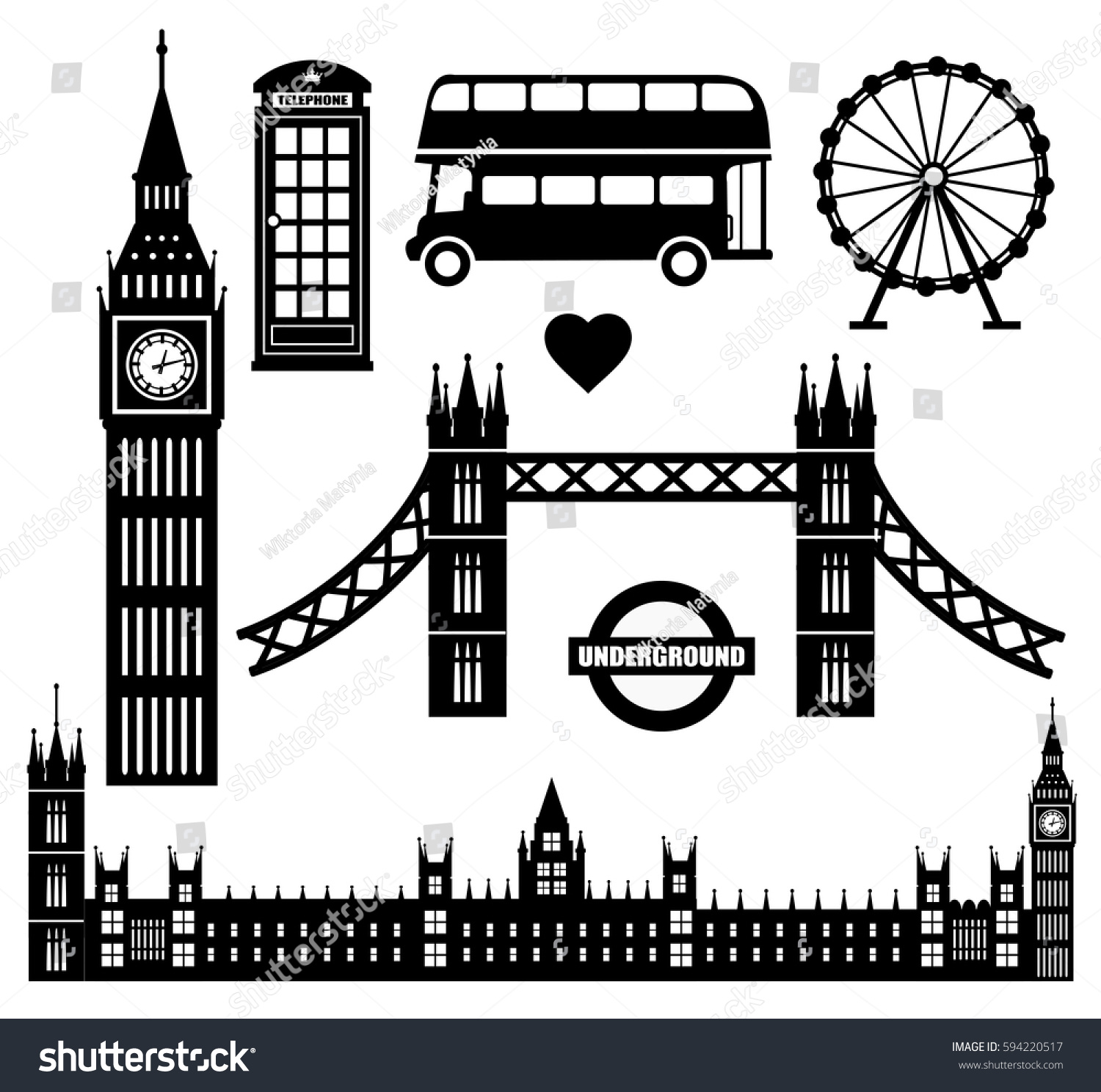 London Icon Set Collection Vector Stock Vector 594220517 - Shutterstock