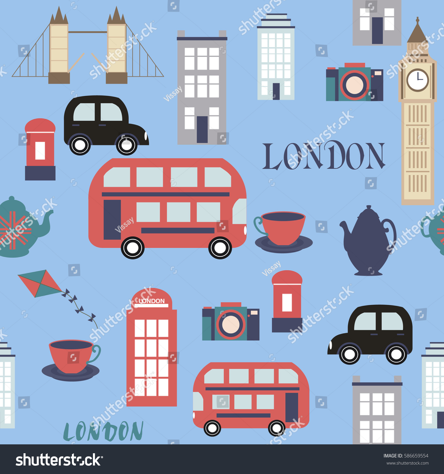 London Seamless Pattern Landmarks Vector Illustration Stock Vector ...