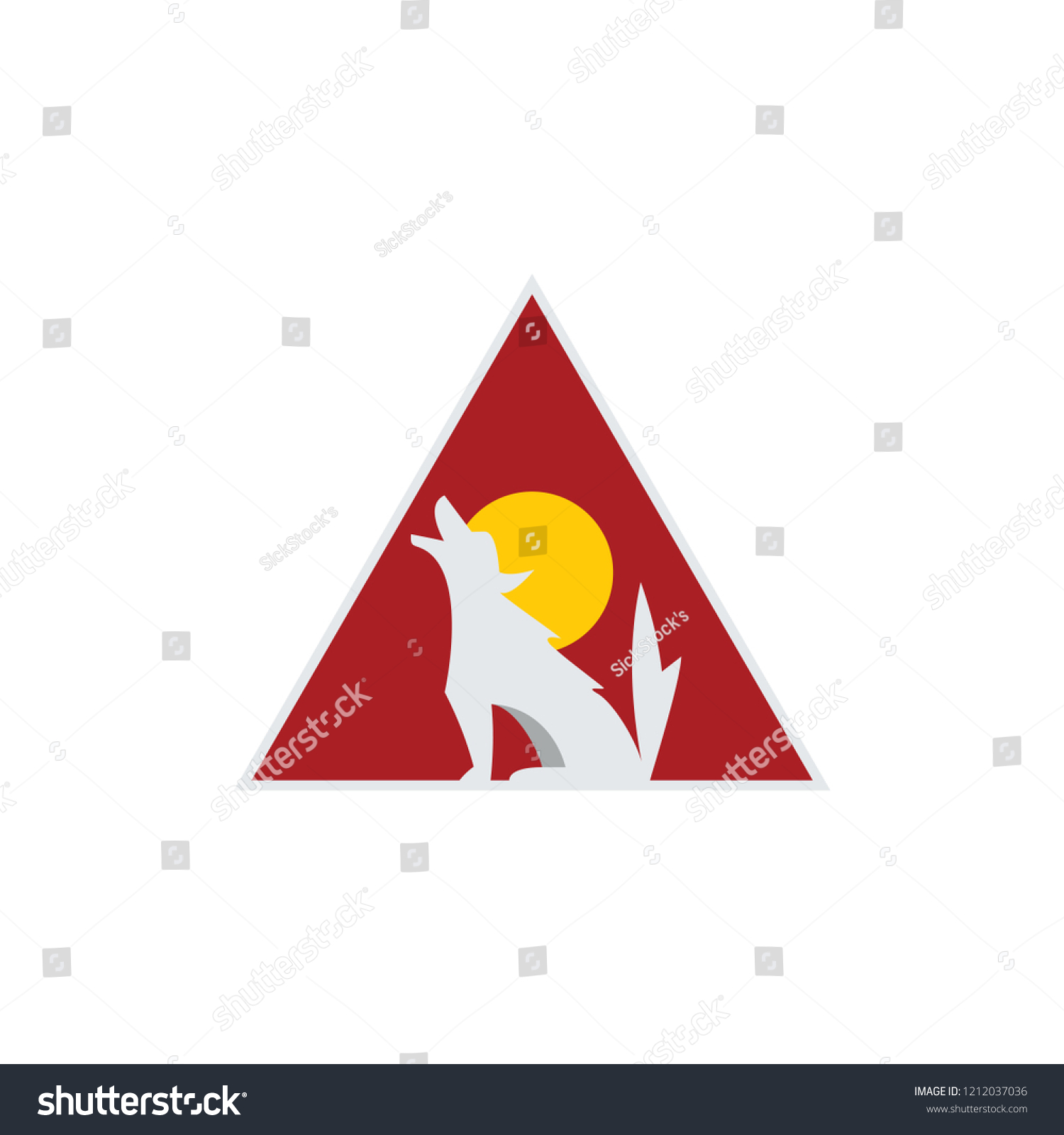 Lonely Wolf Moon Triangle Symbol Vector Stock Vector (Royalty Free ...