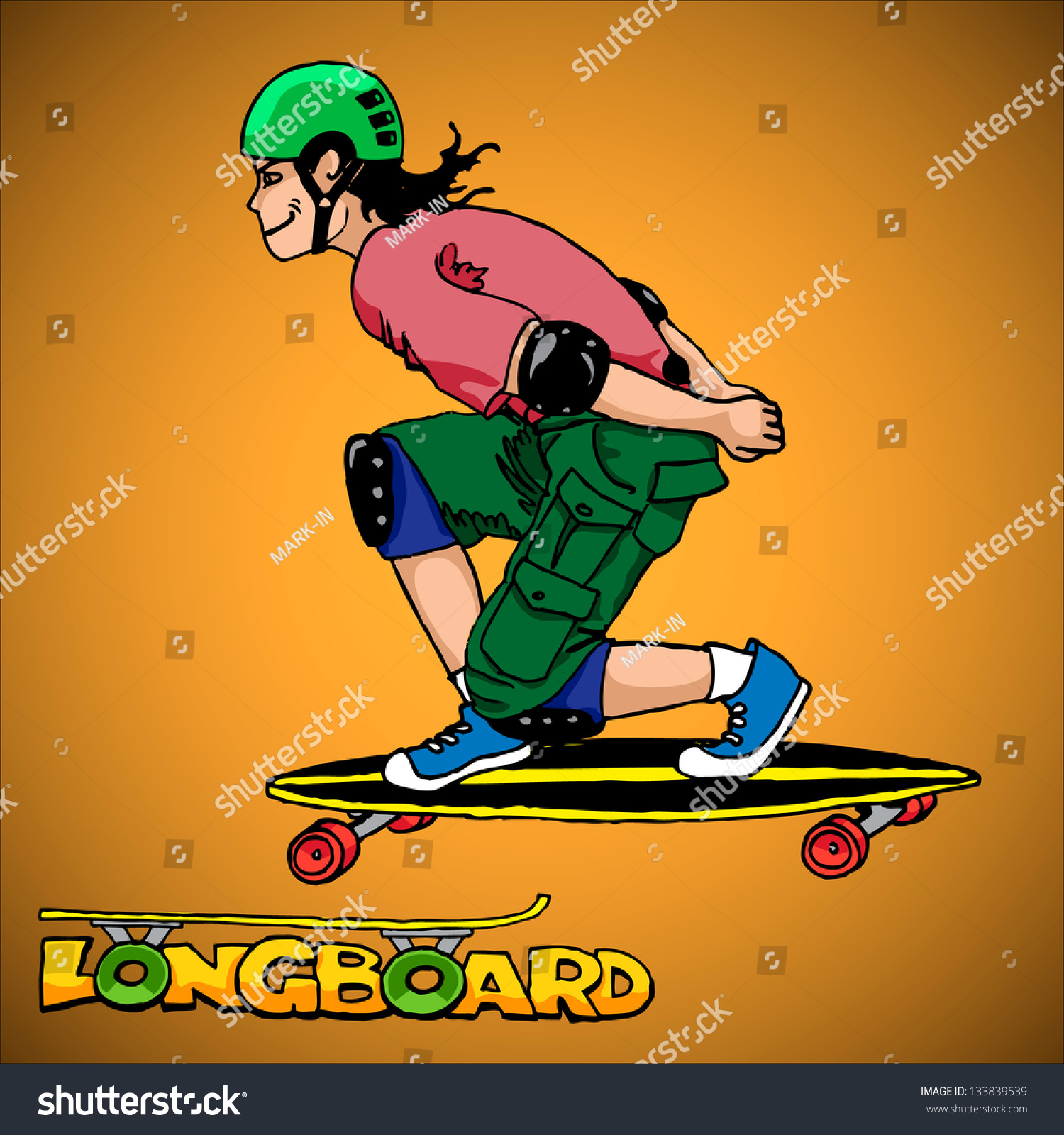 Longboarder Stock Vector (Royalty Free) 133839539