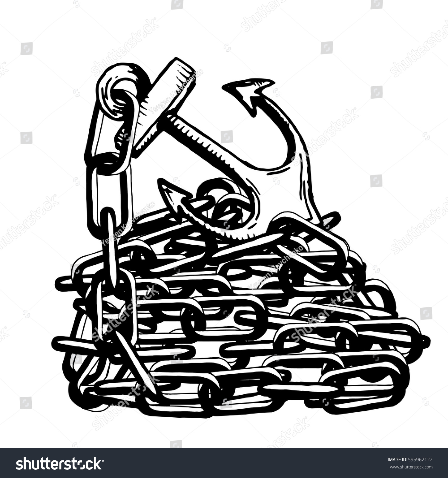 Long Chain Anchor Vector Illustration Stock Vector (Royalty Free ...