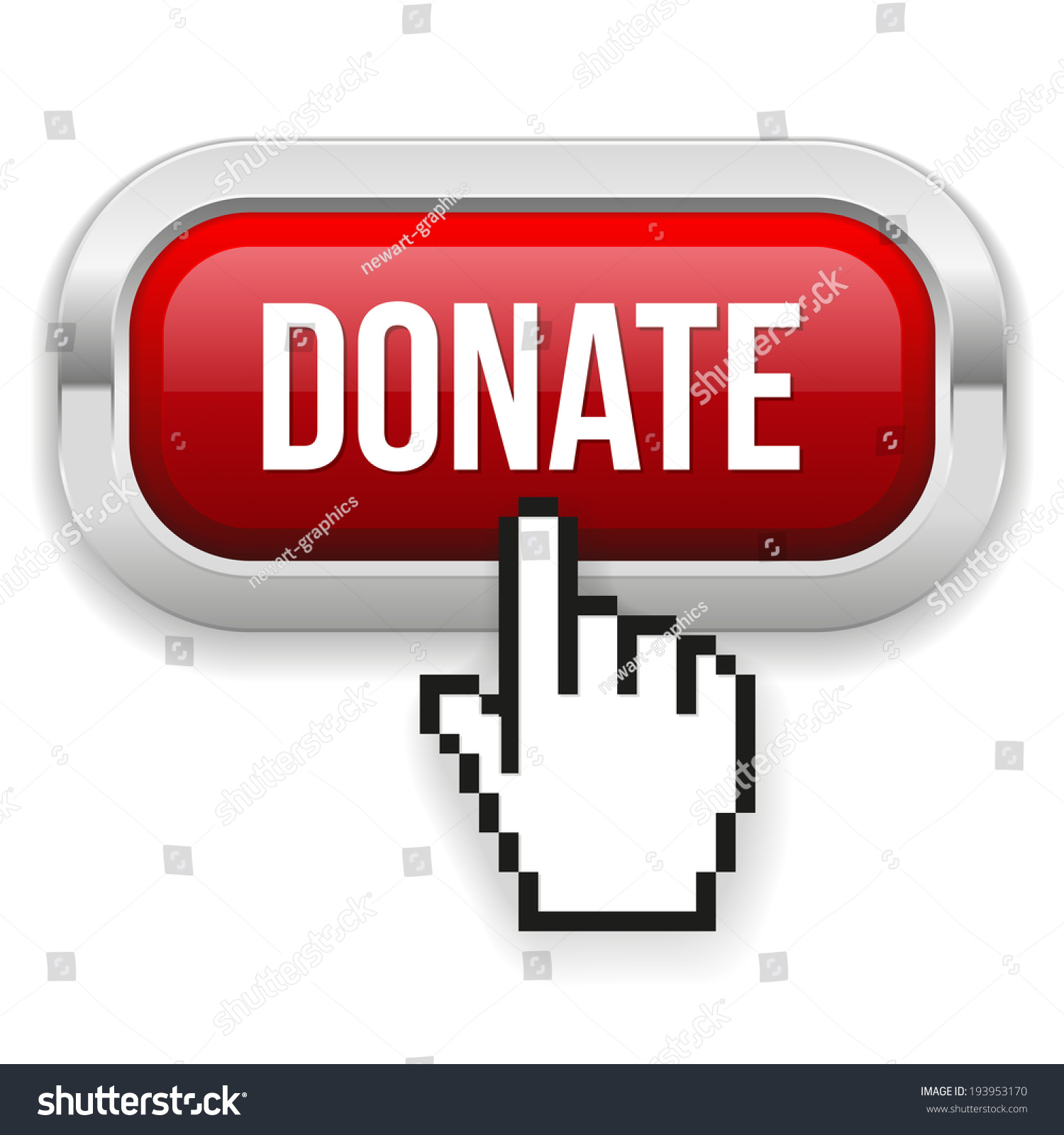Long Red Donate Button Chrome Border Stock Vector (Royalty Free ...