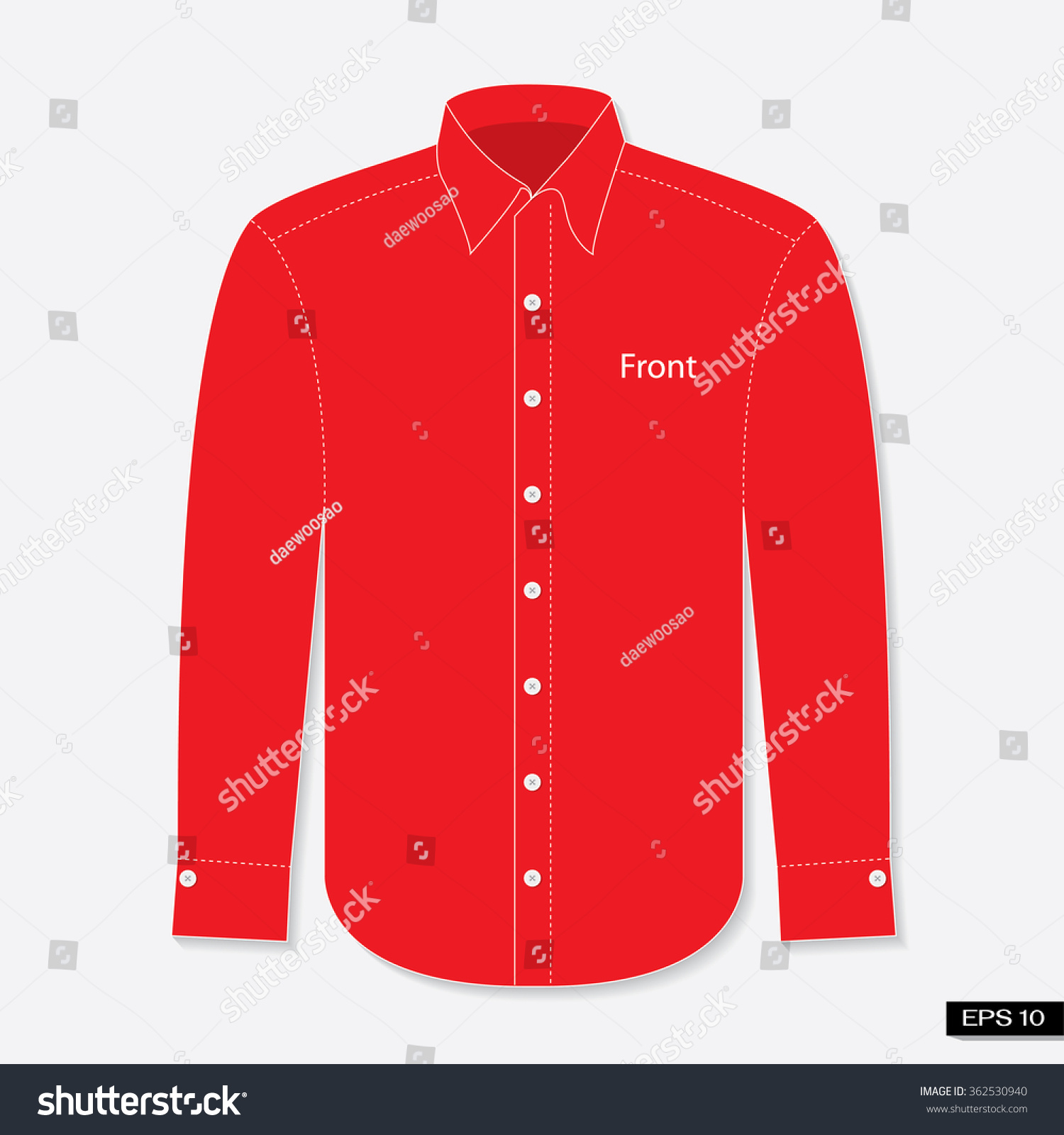 Long Sleeve Red Shirt Front Vector Stock Vector (Royalty Free ...