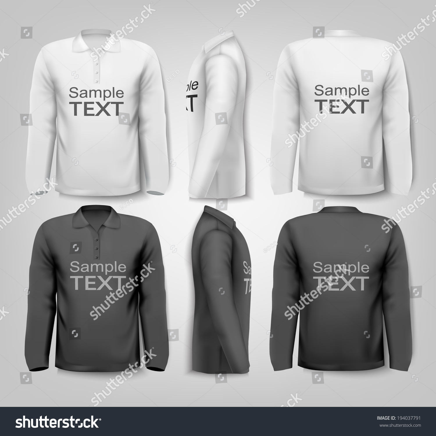 Long Sleeved Shirts Sample Text Space Stock Vector (Royalty Free ...