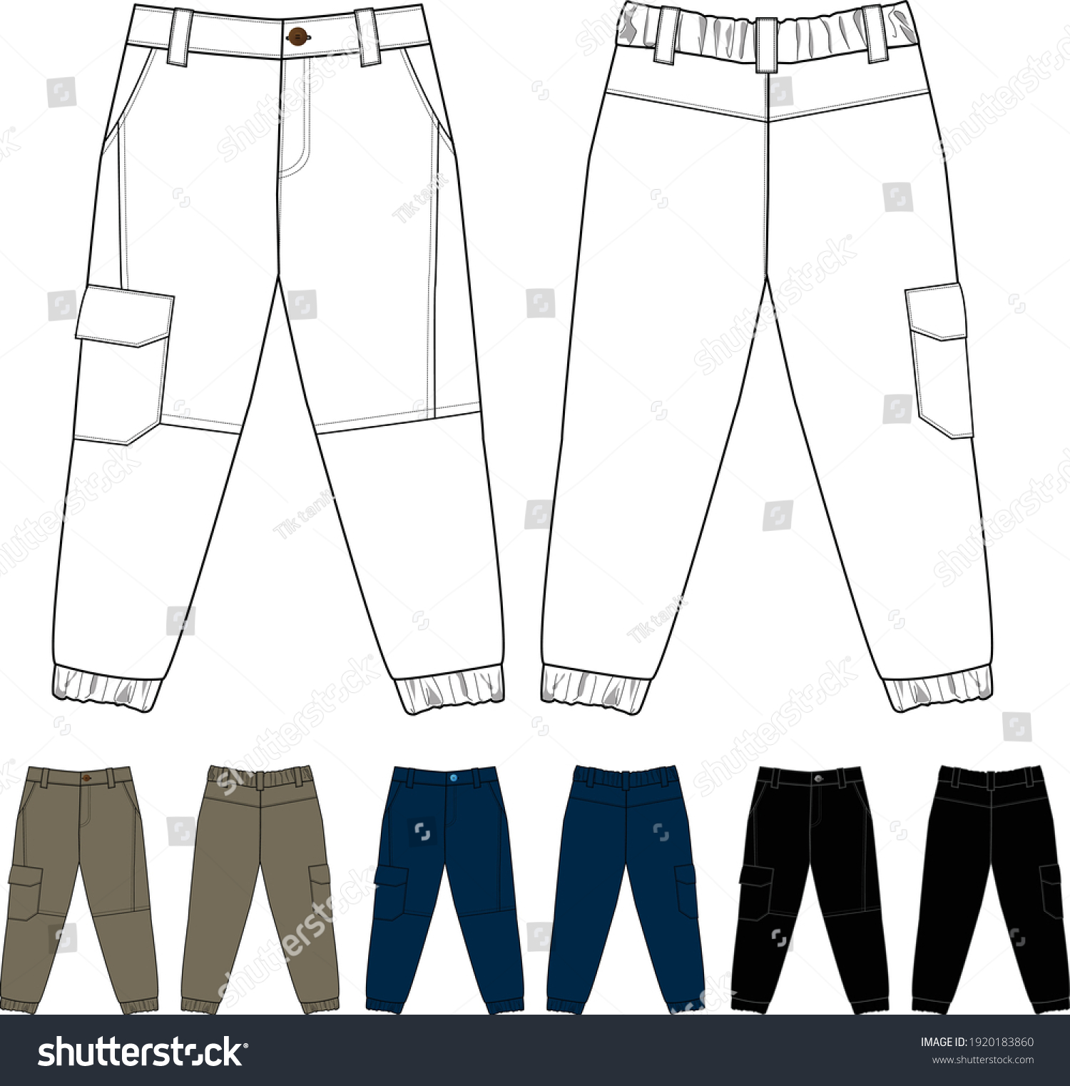 Long Trousers Cargo Style Pattern Template Stock Vector (Royalty Free ...