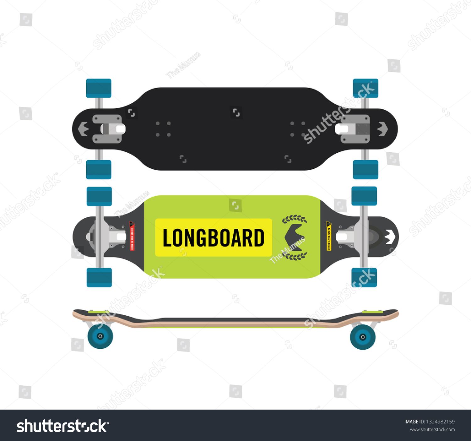 Longboard Top Side Bottom Views Vector Stock Vector (Royalty Free ...