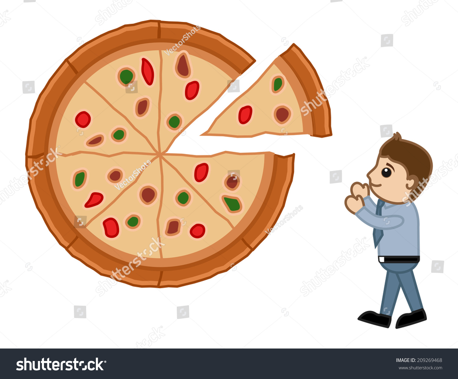 Looking Pizza Cartoon Vector Stock Vector (Royalty Free) 209269468 ...
