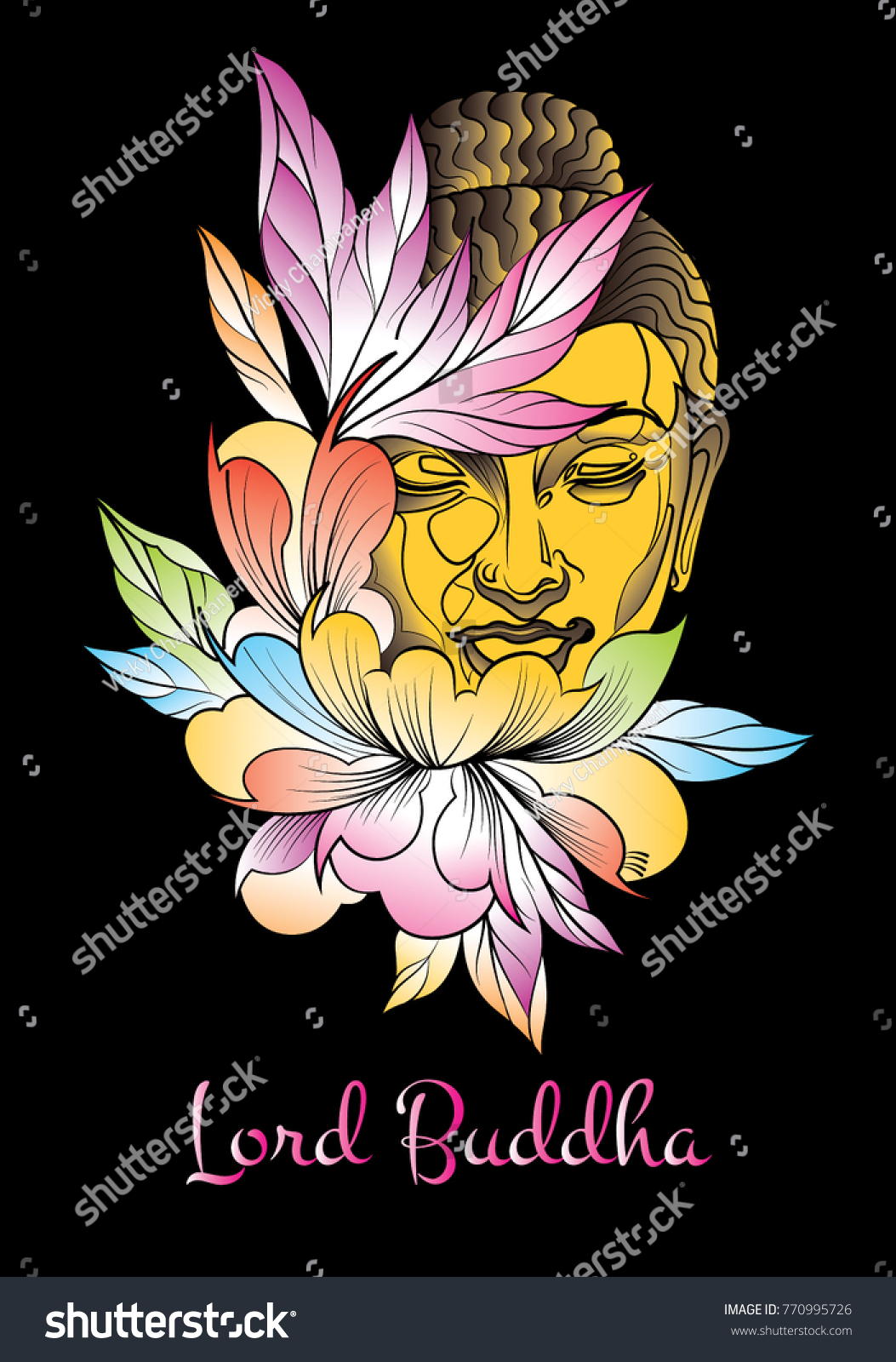 Lord Buddha Vector Art Stock Vector (Royalty Free) 770995726 | Shutterstock