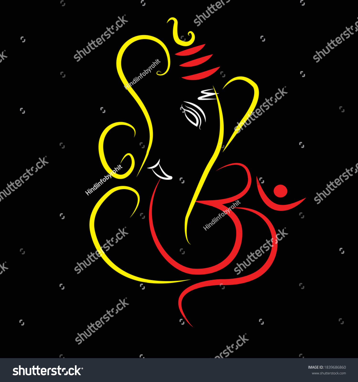 Lord Ganesh Vector Art Graphic Stock Vector (Royalty Free) 1839686860
