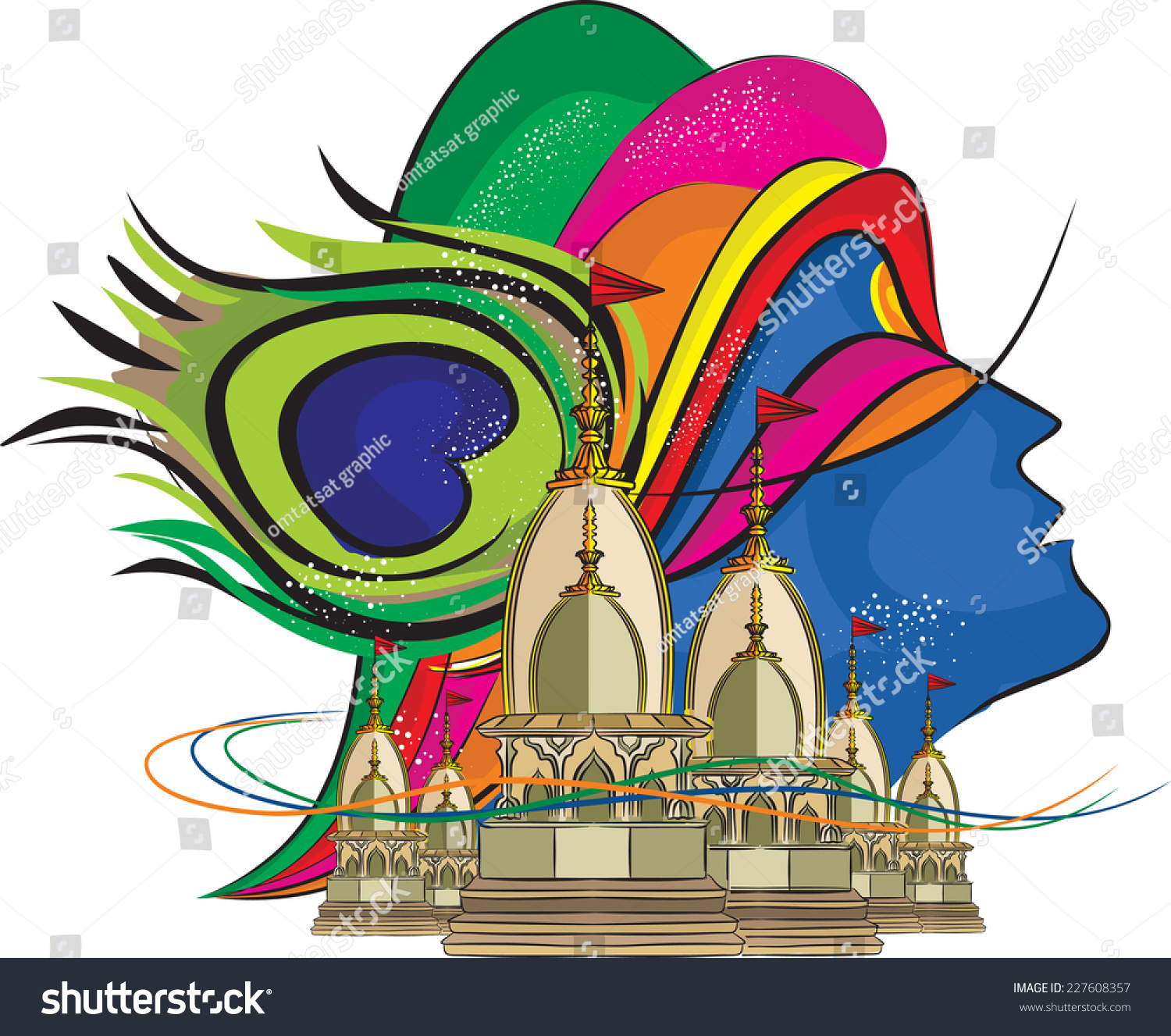Lord Krishna Temple 4 Stock Vector (Royalty Free) 227608357