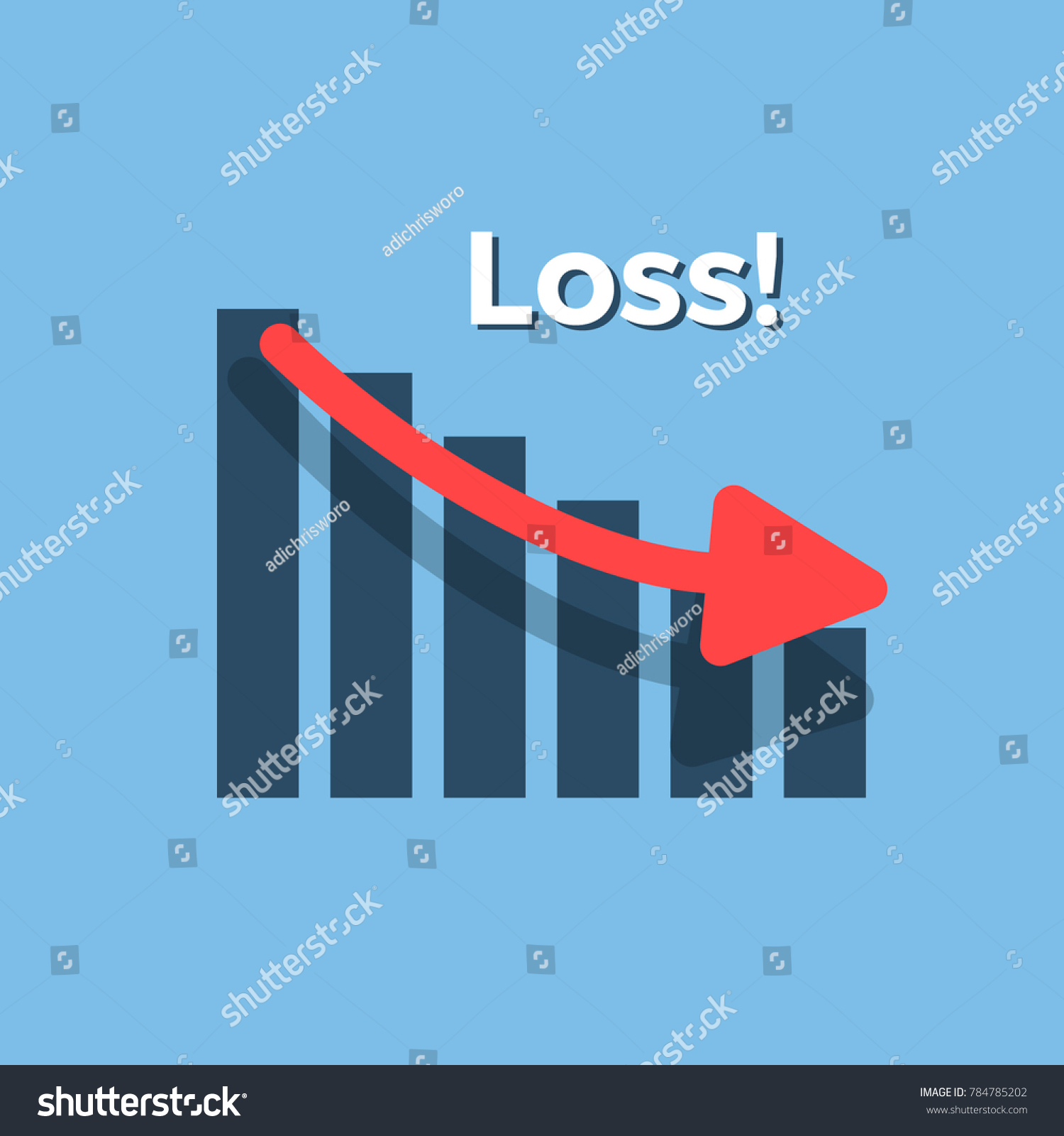 Loss Bar Chart Red Arrow Down Stock Vector (Royalty Free) 784785202