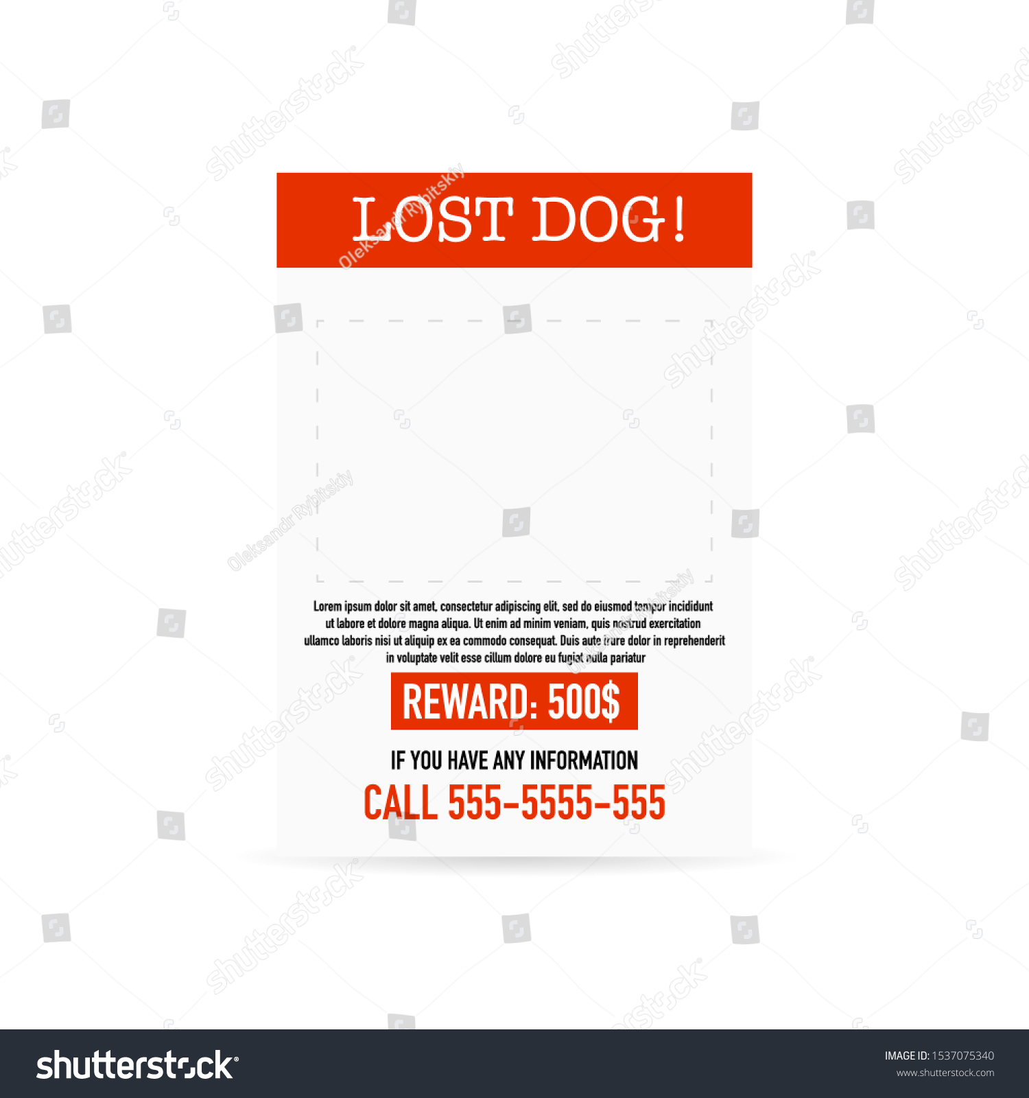 Lost Pet Poster Template Missing Banner Stock Vector (Royalty Free ...