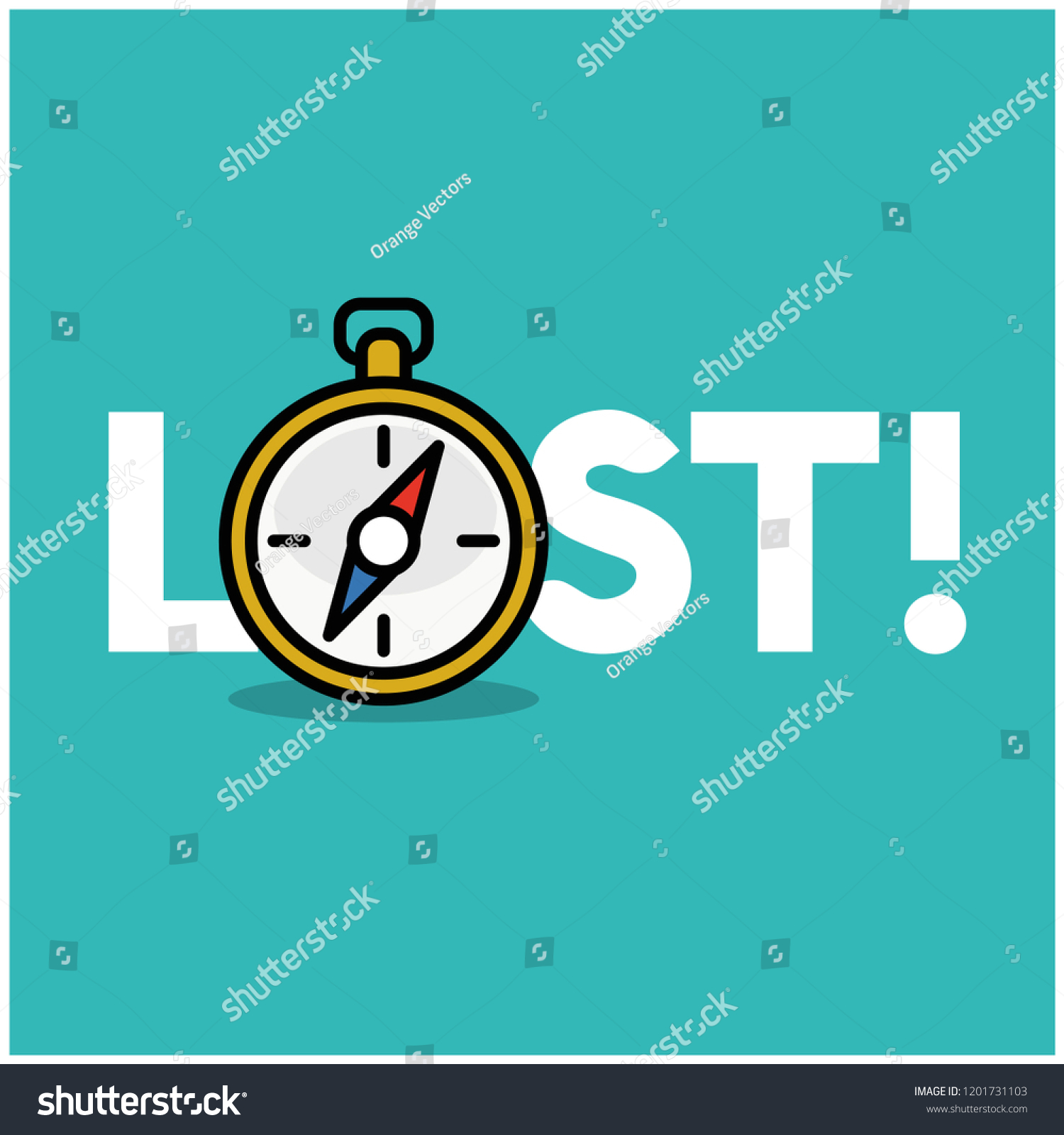 Lost Typography Compass Vector Illustration Flat: เวกเตอร์สต็อก (ปลอด ...