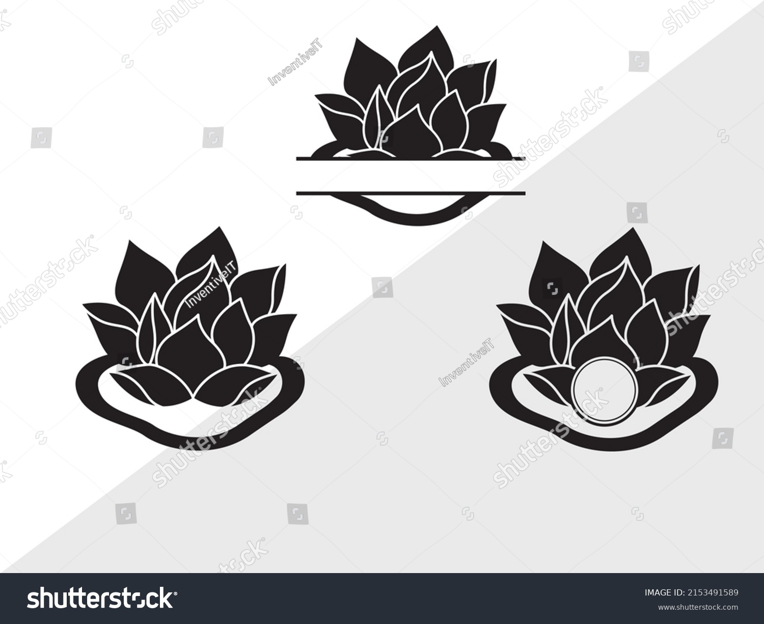 Lotus Flower Monogram Printable Vector Illustration Stock Vector ...