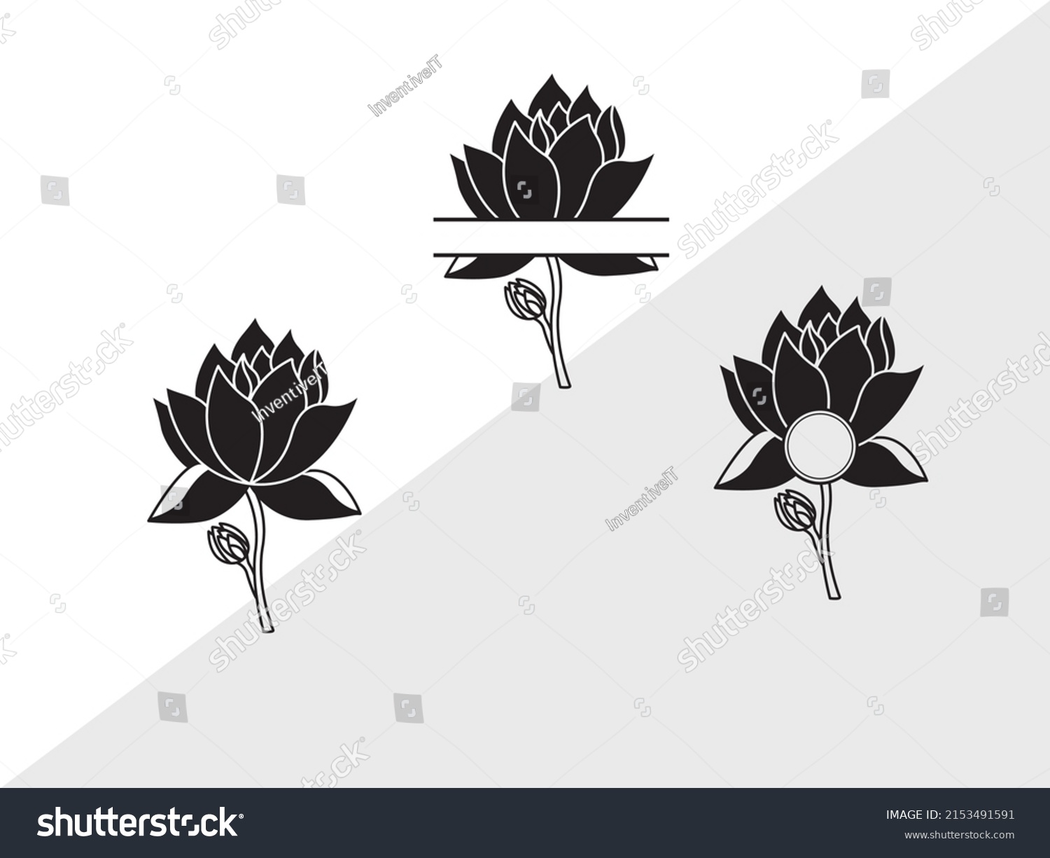 Lotus Flower Monogram Printable Vector Illustration Stock Vector ...