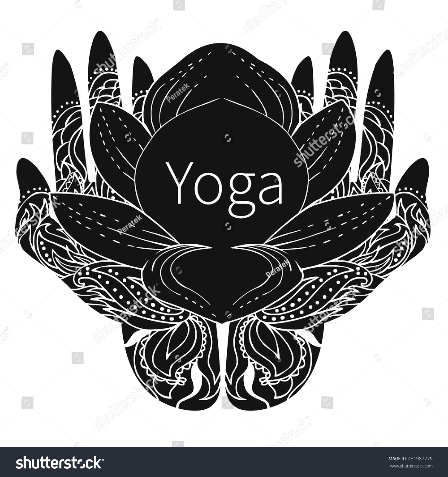 Lotus Hands Vector Illustration Stock Vector (Royalty Free) 481987276
