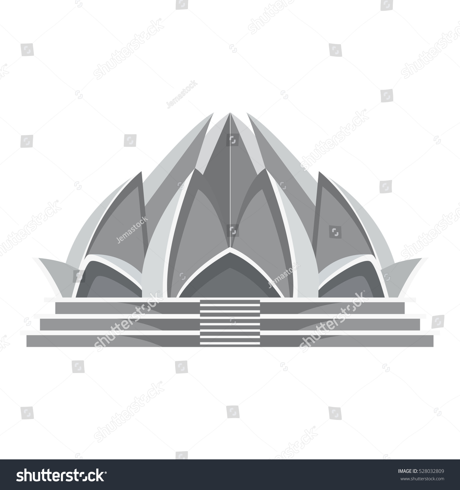 Lotus Temple Architecture Stock Vector (Royalty Free) 528032809 ...