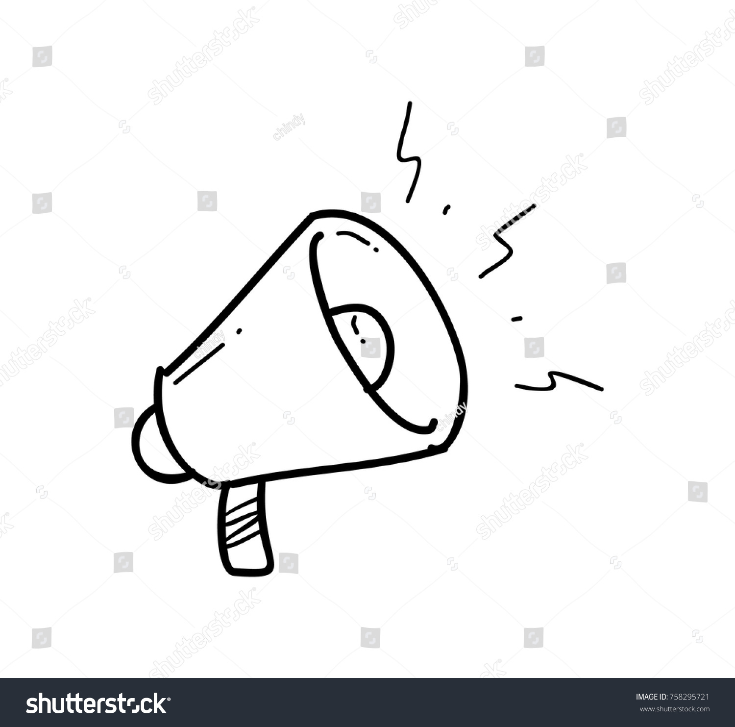 Loudspeaker Hand Drawing Stock Vector (Royalty Free) 758295721