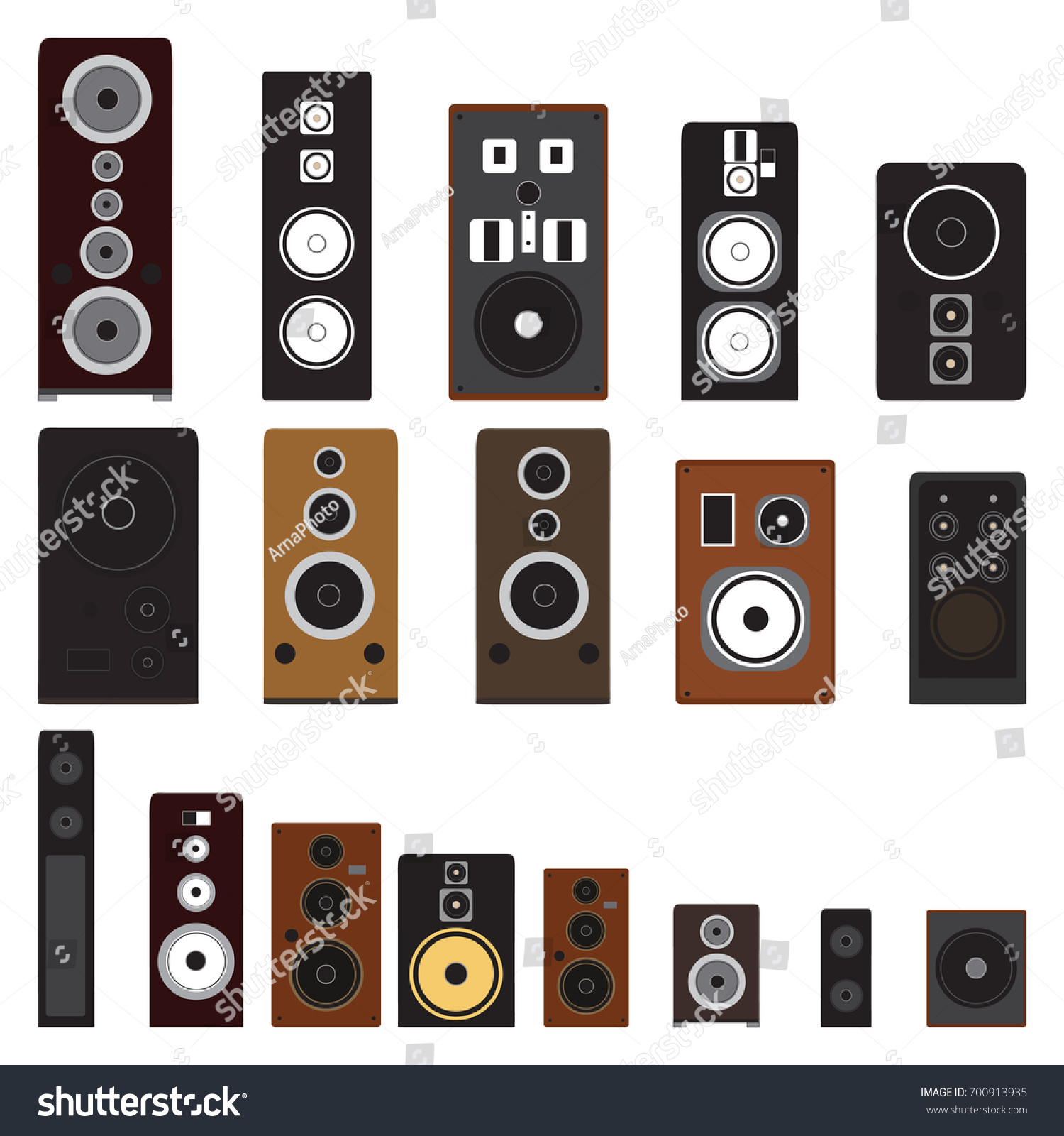 Loudspeaker Objects Set Different Sound Speaker Stock Vector (Royalty Free) 700913935
