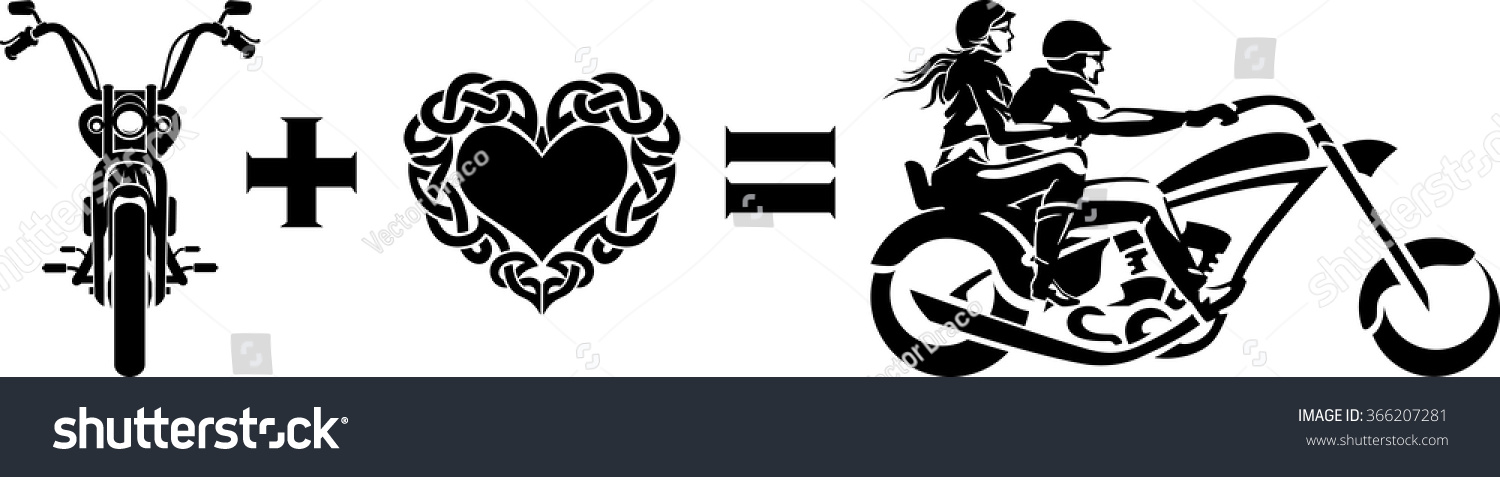Love Chopper Ride Couple Stock Vector (Royalty Free) 366207281