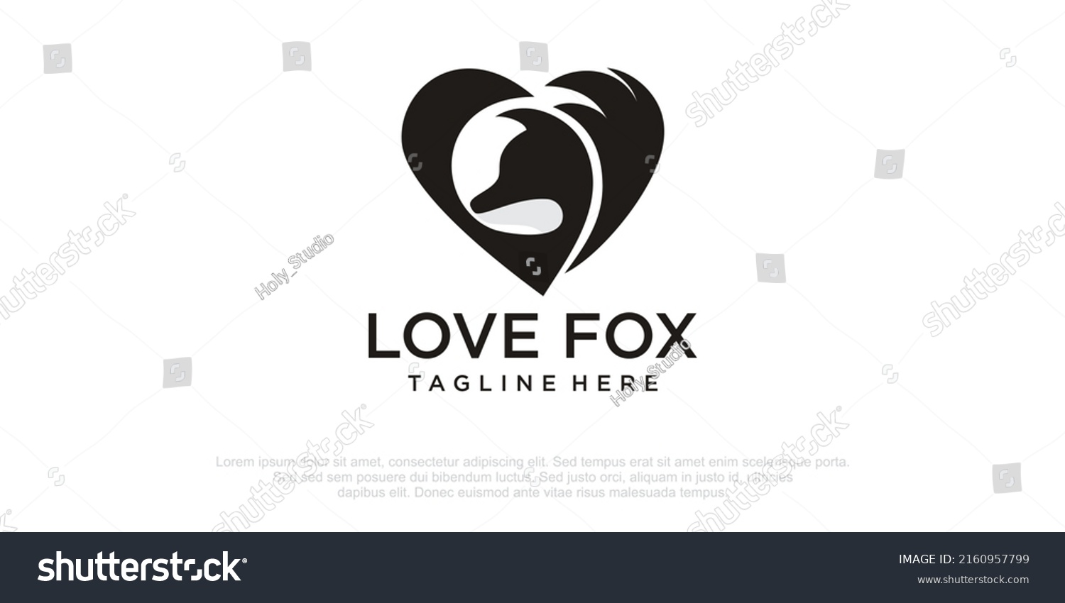 Love Fox Logo Design Vector Stock Vector (Royalty Free) 2160957799 ...
