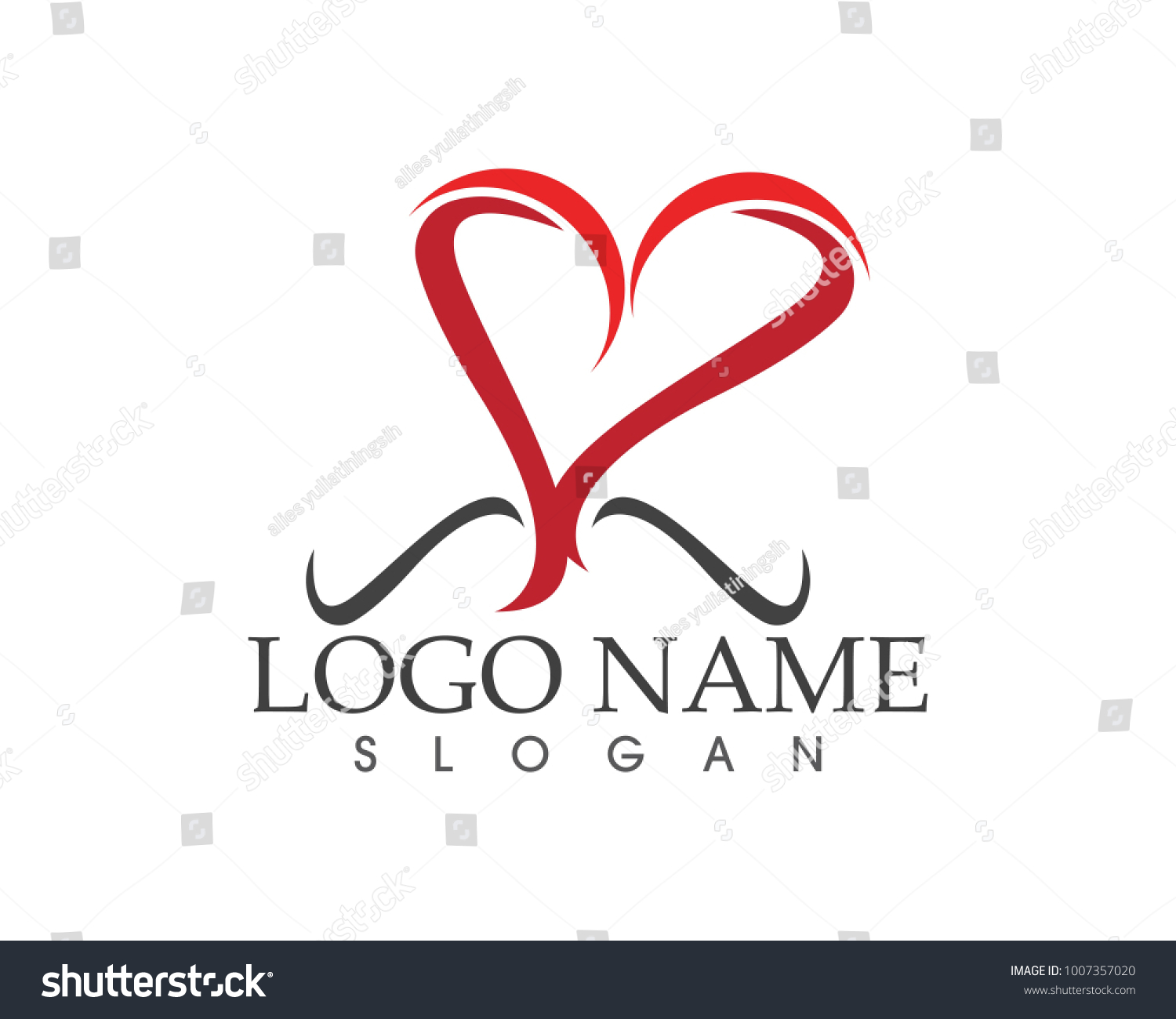 Love Heart Logo Design Stock Vector (Royalty Free) 1007357020 ...