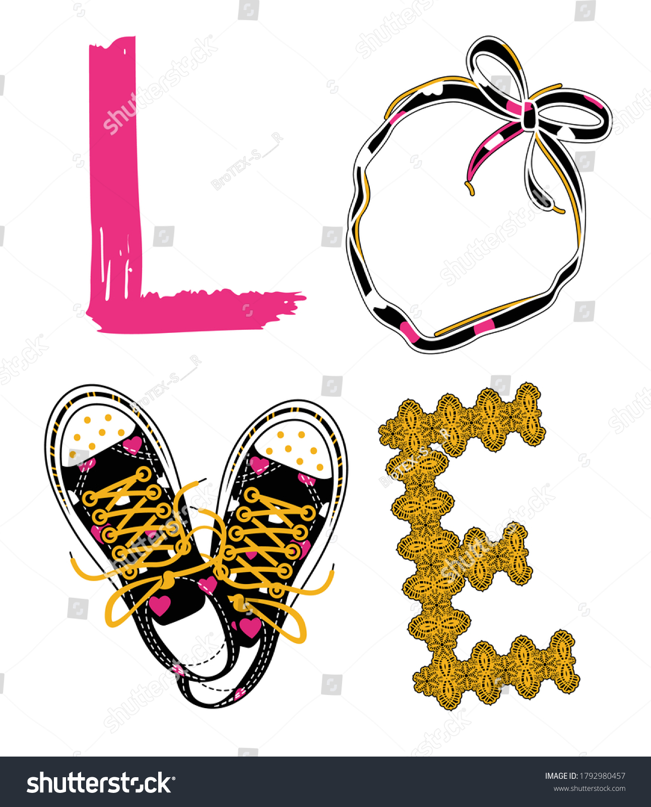 Love Text Design Shoes Pattern Vector Stock Vector (Royalty Free ...