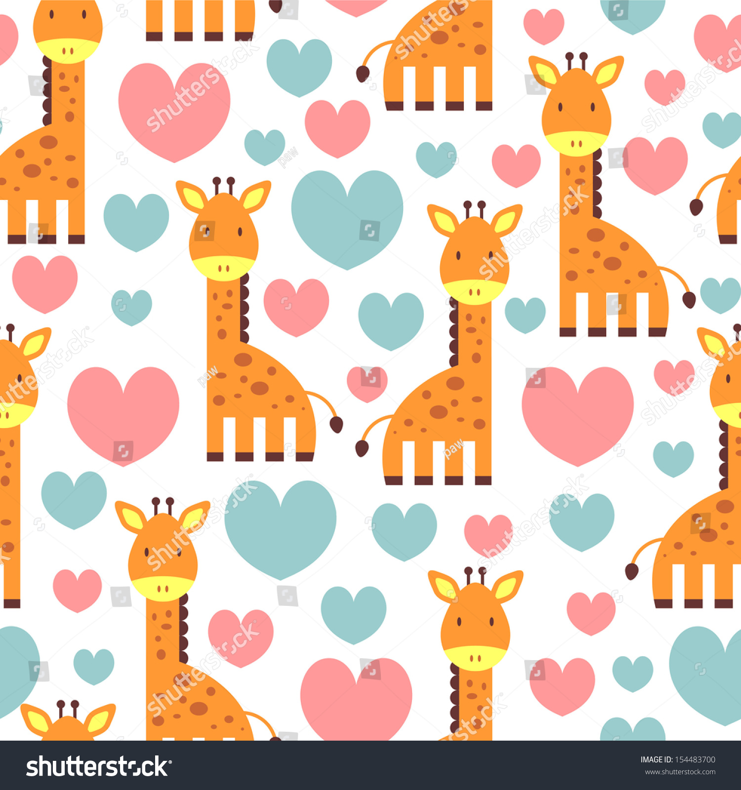 Lovely Giraffe Cute Seamless Pattern Stock Vector (Royalty Free ...
