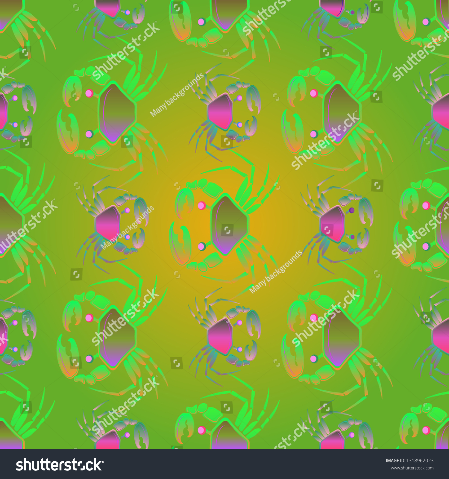 Lovely Magic Crab Multicolor Background Seamless Stock Vector (Royalty ...