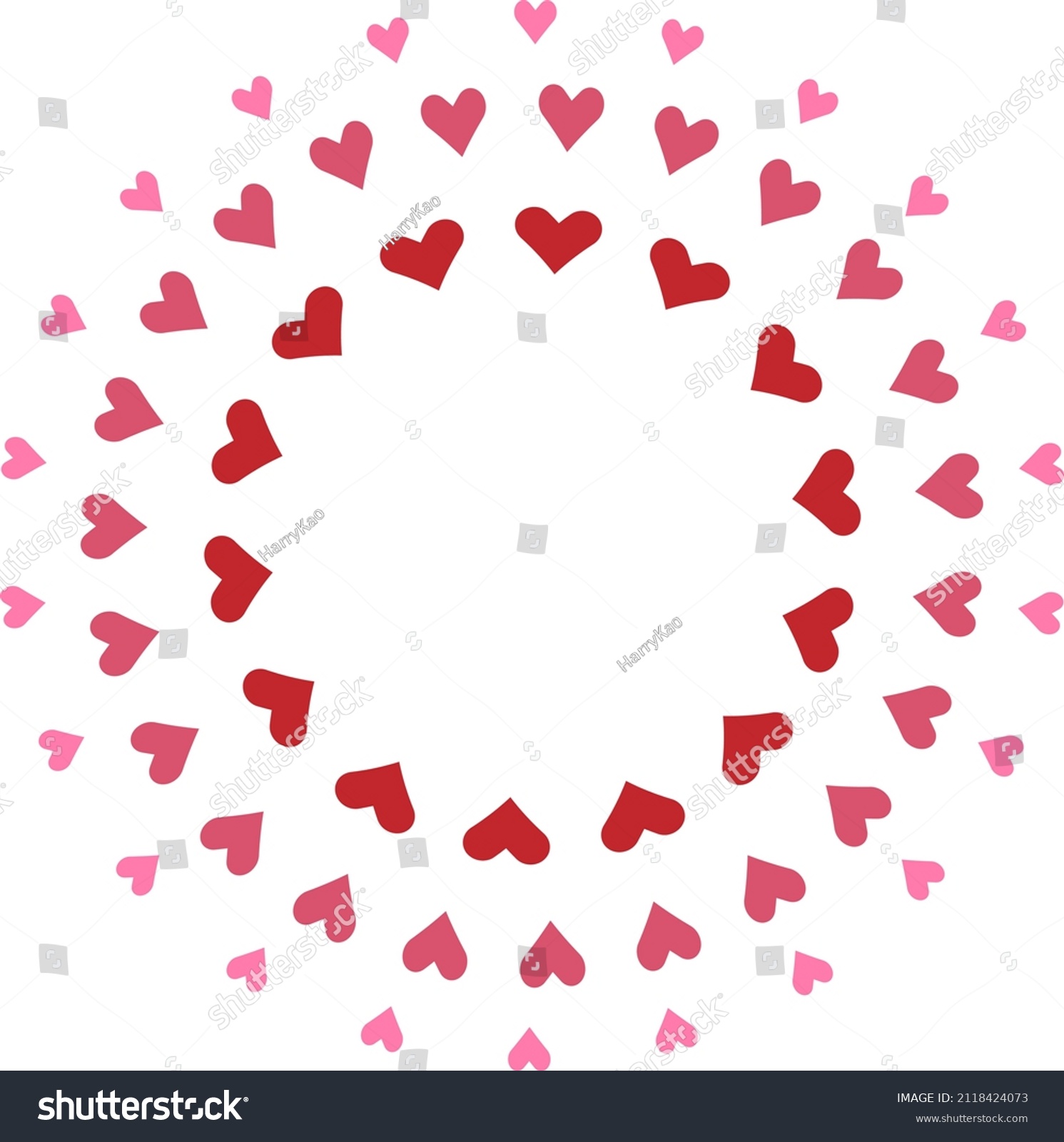 Lovely Red Heart Circle Frame Stock Vector (Royalty Free) 2118424073 ...