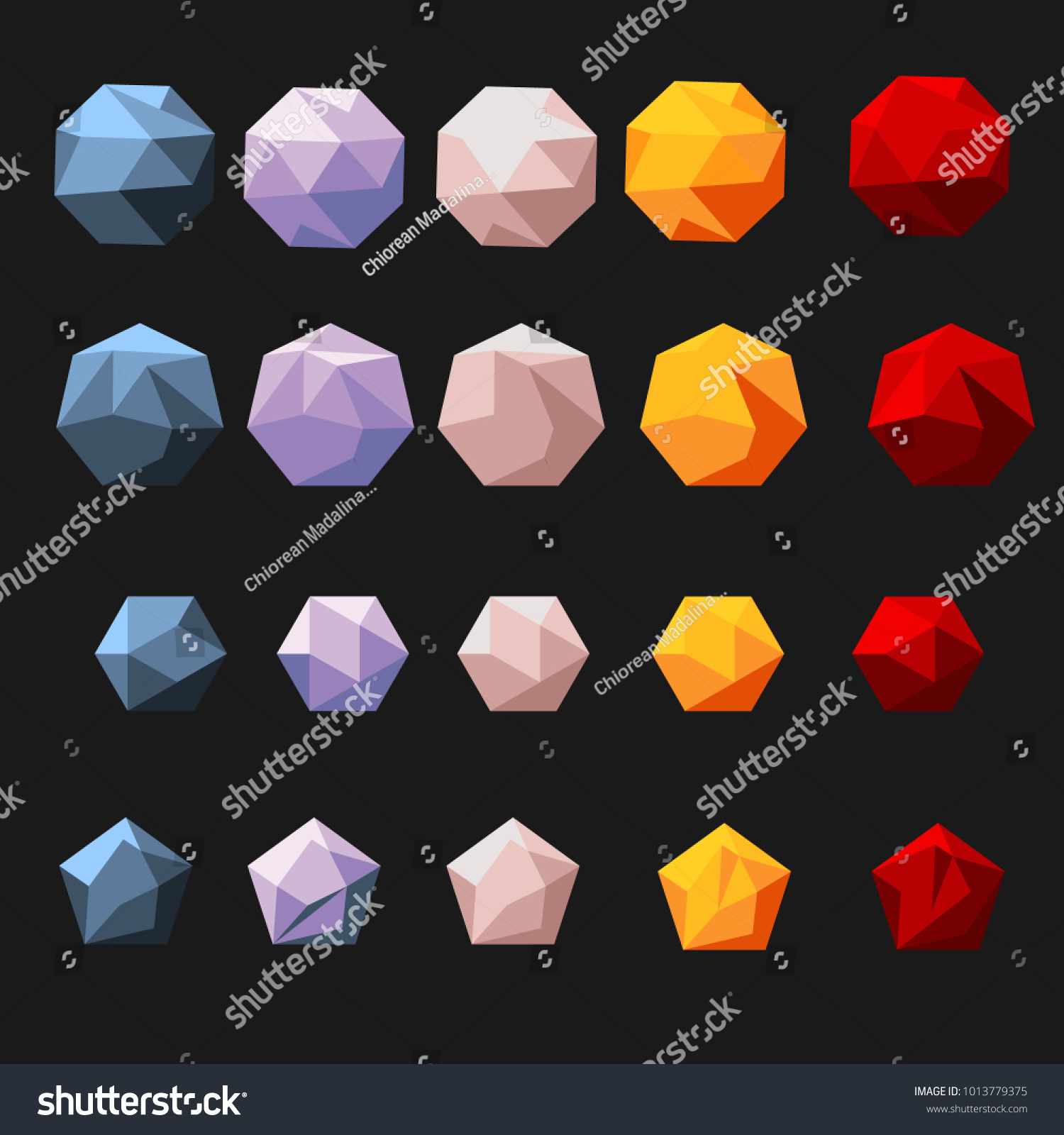 Low Poly Color Polygonal Shapes Vector: vector de stock (libre de ...