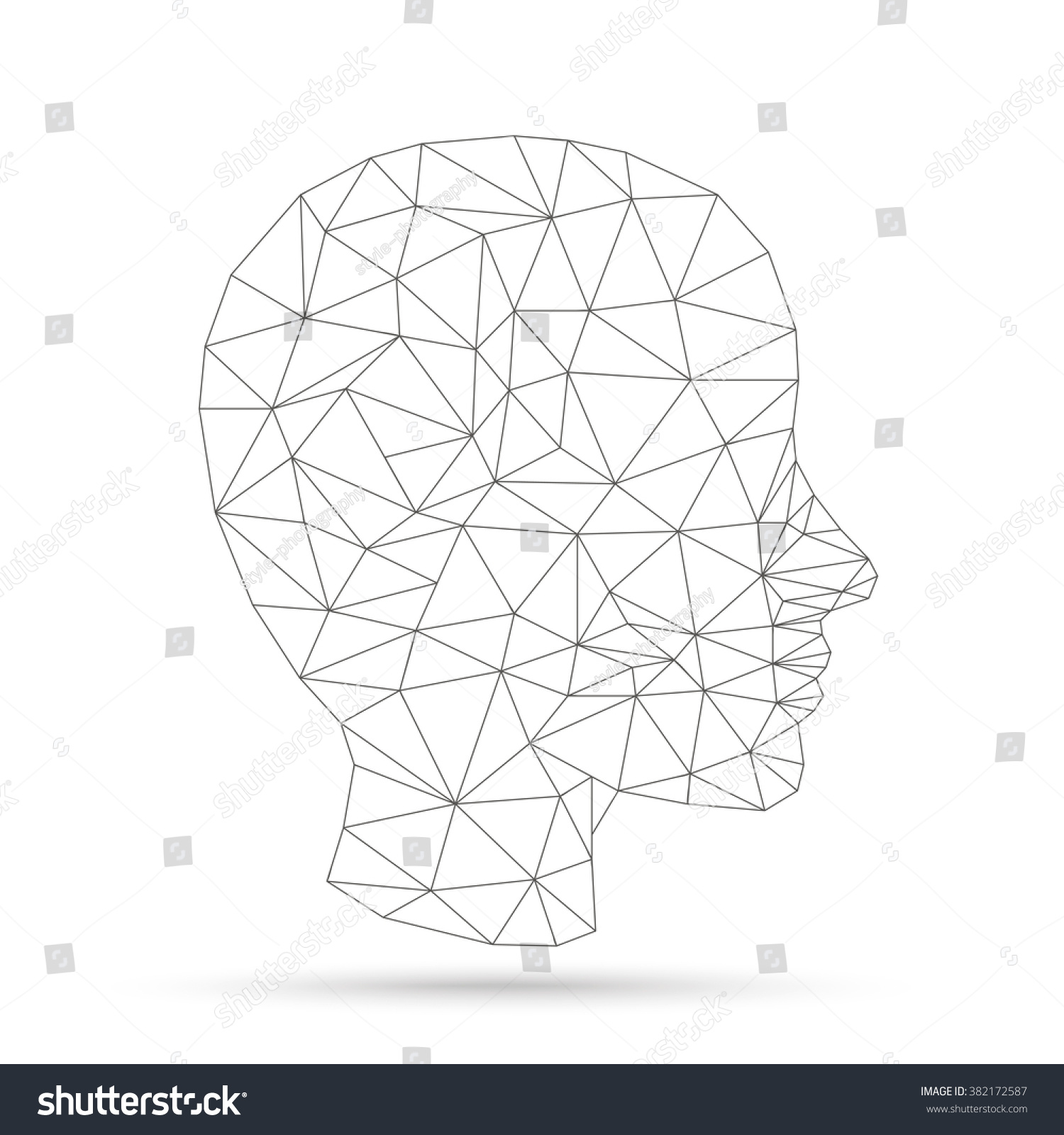 Low Poly Human Head On White Stock Vector (Royalty Free) 382172587