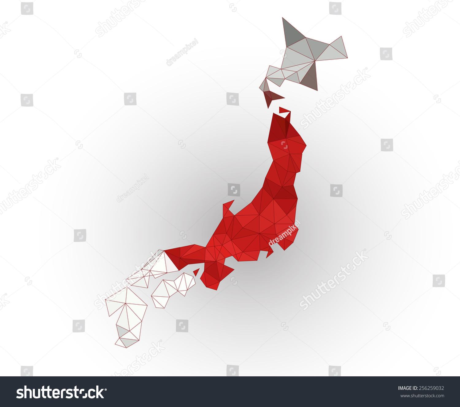 Low Poly Japan Map Stock Vector (Royalty Free) 256259032